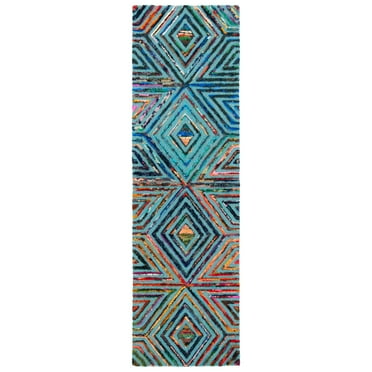 SAFAVIEH Nantucket Kline Geometric Diamonds Cotton Area Rug, Multi, 8 ...