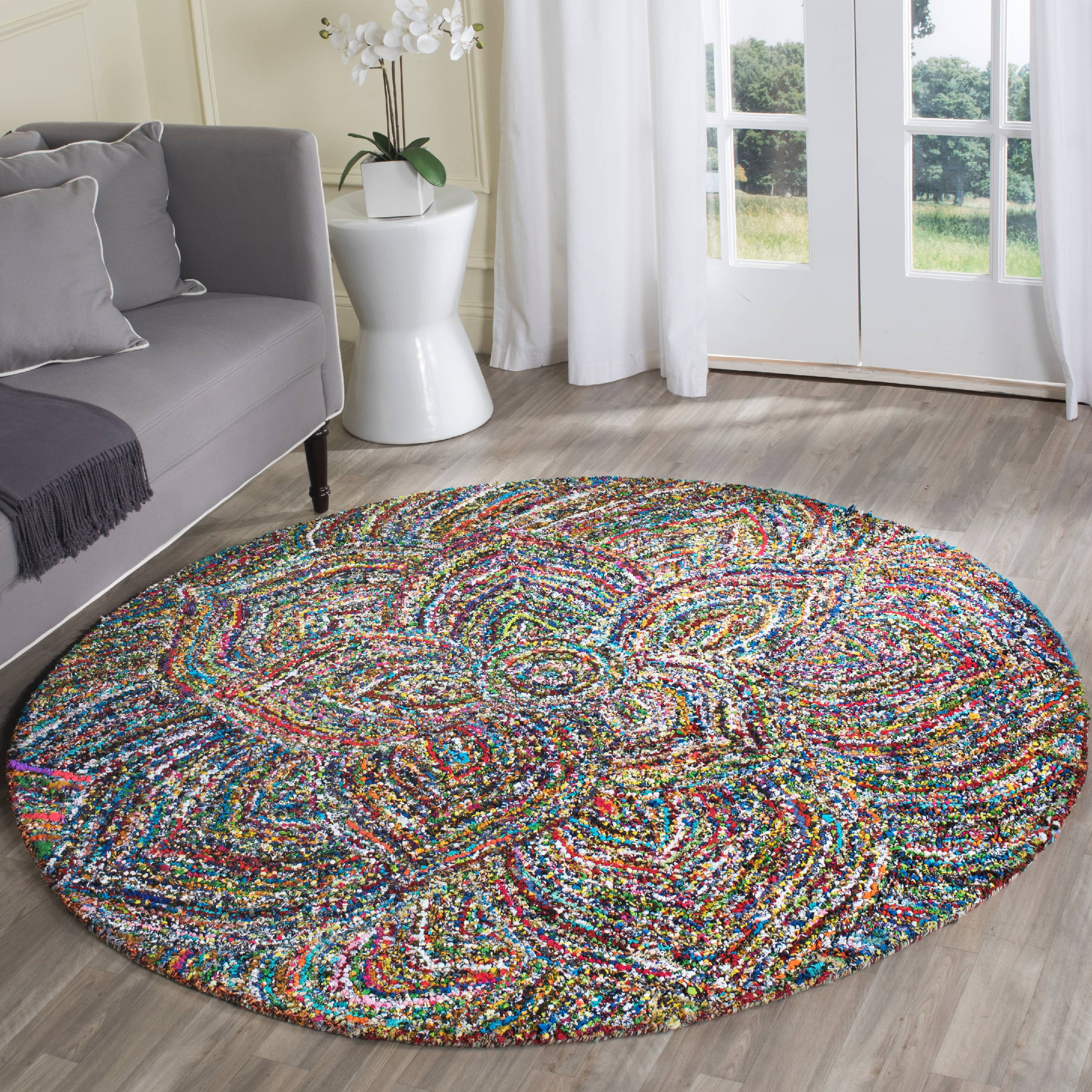 SAFAVIEH Nantucket Conway Geometric Flowers Cotton Area Rug, Multi, 6 ...