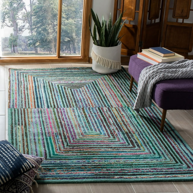 SAFAVIEH Nantucket Sybella Geometric Area Rug, Teal, 9' x 12' - Walmart.com