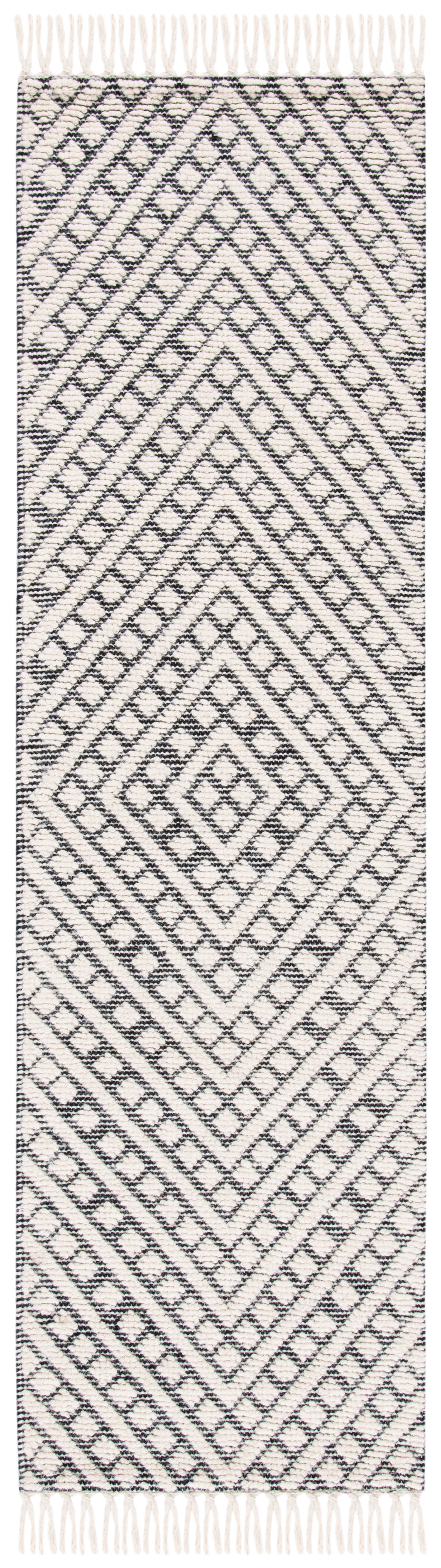 SAFAVIEH Natura Bradach Geometric Runner Rug, Ivory/Black, 2'3" x 6 ...