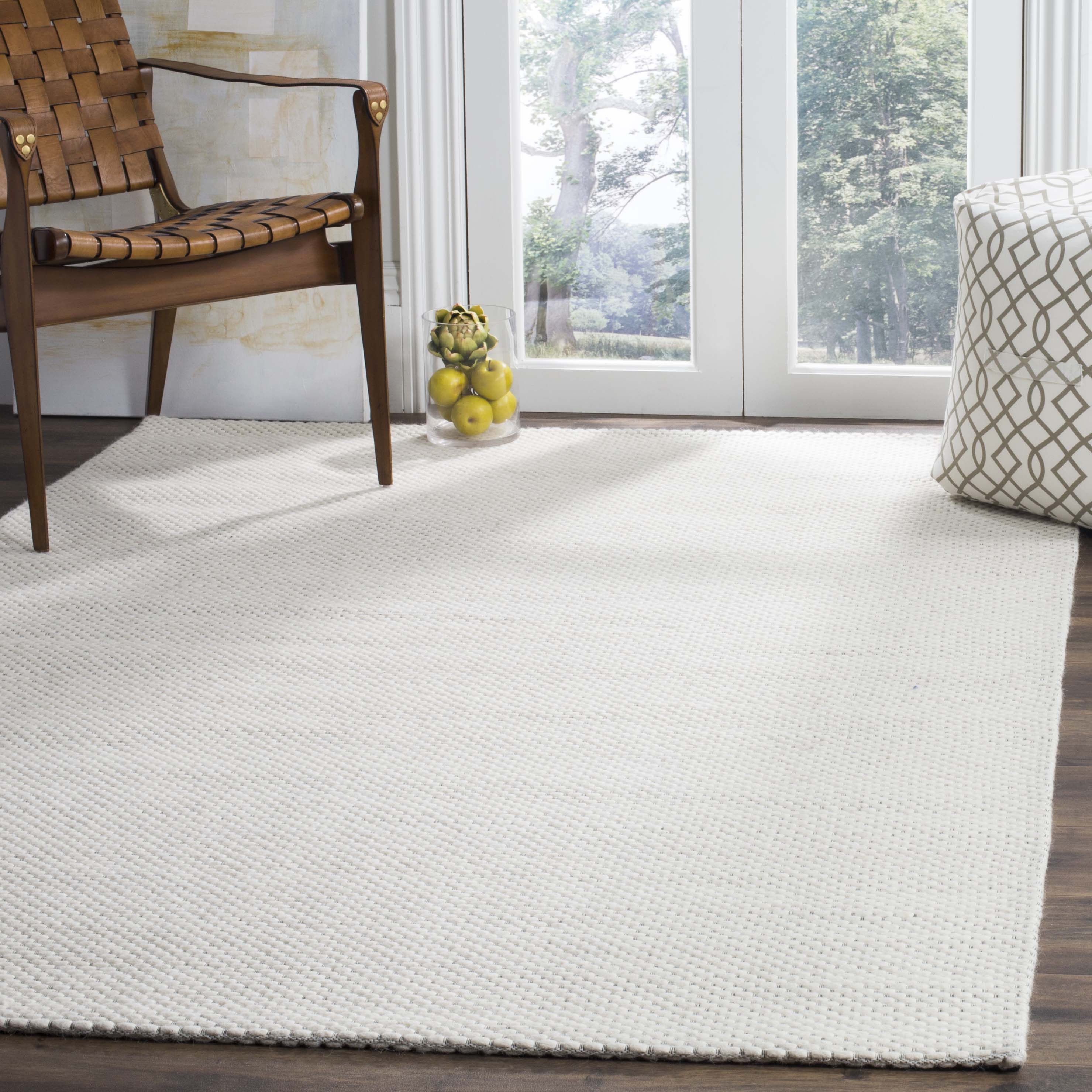SAFAVIEH Natura Avery Solid Striped Braided Wool Area Rug, Natural, 8 ...