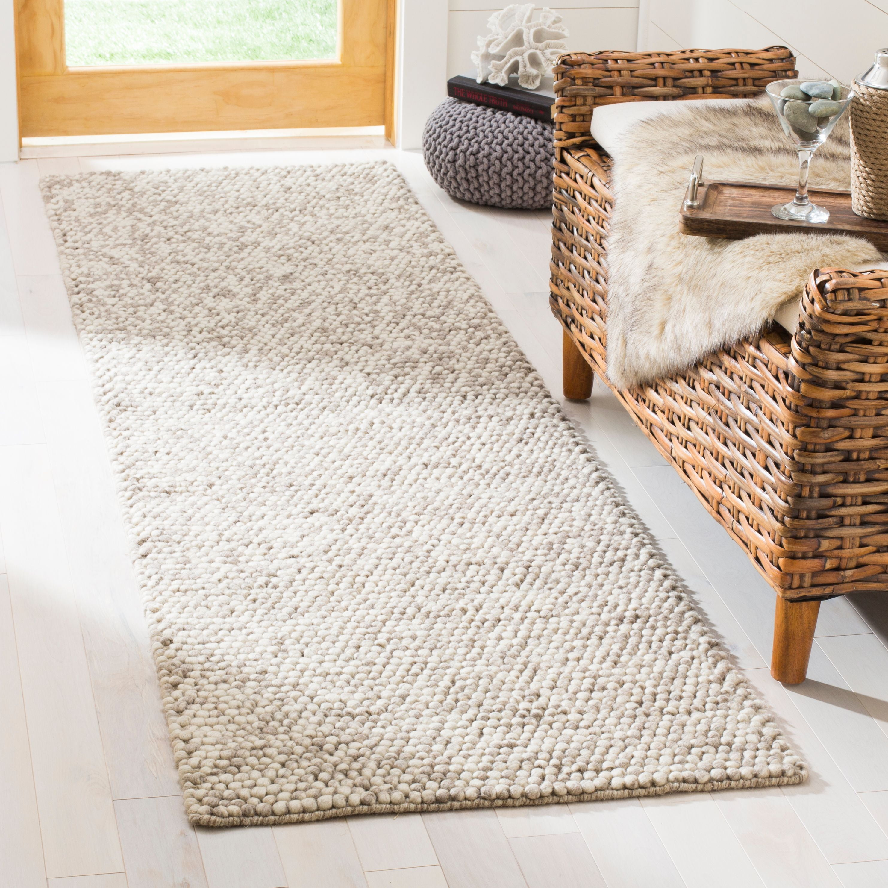 SAFAVIEH Natura Feride Solid Braided Wool Runner Rug, Beige, 2'3" x 8 ...