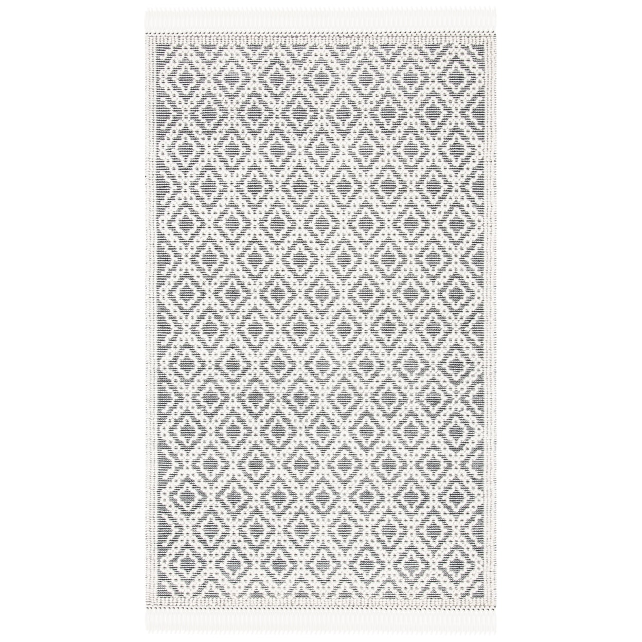 SAFAVIEH Natura Kayleah Geometric Wool Area Rug, Ivory/Black, 8' x 10 ...