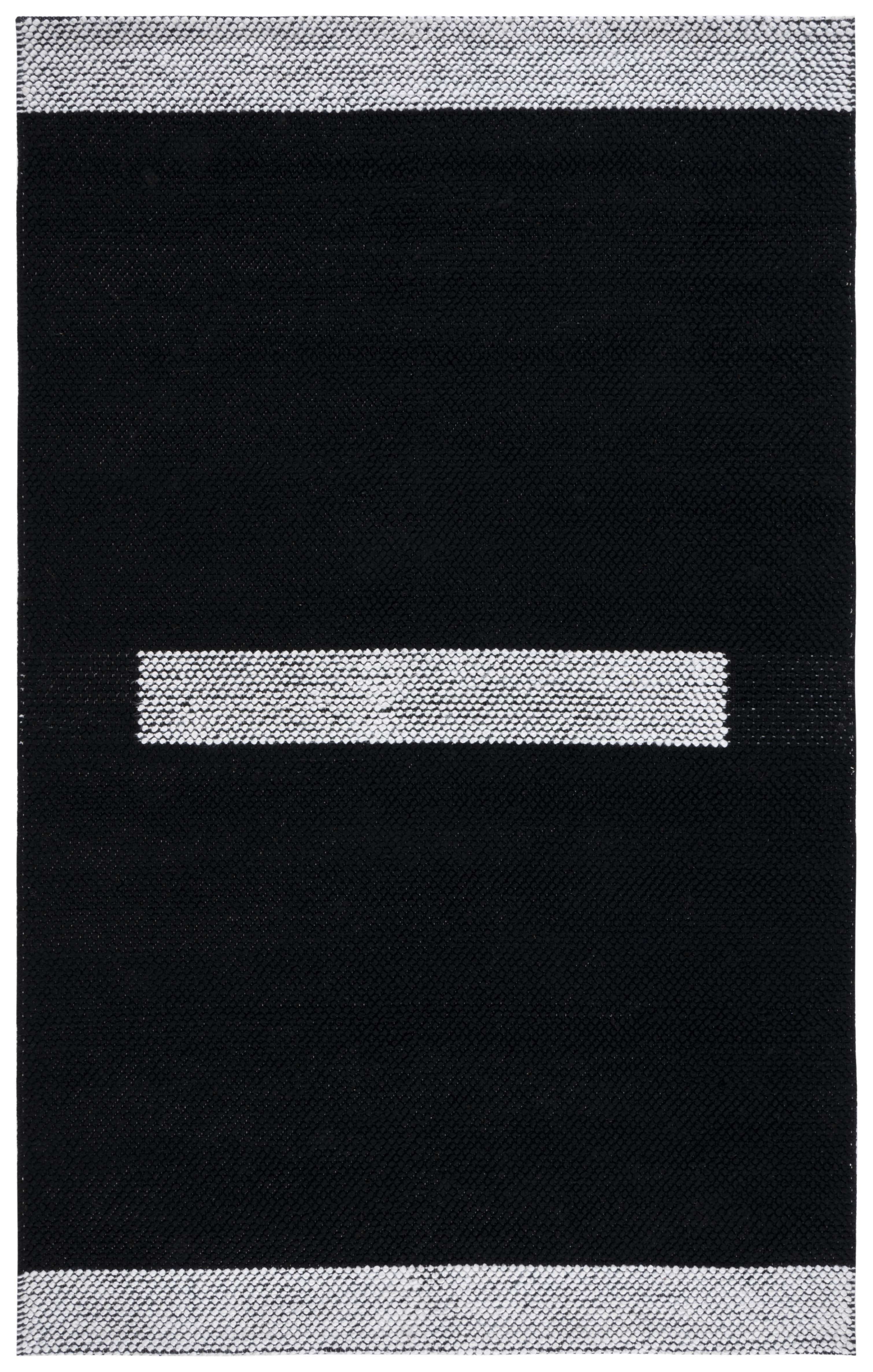 SAFAVIEH Natura Marina Striped Wool Area Rug, Black/Ivory, 5' x 8 ...