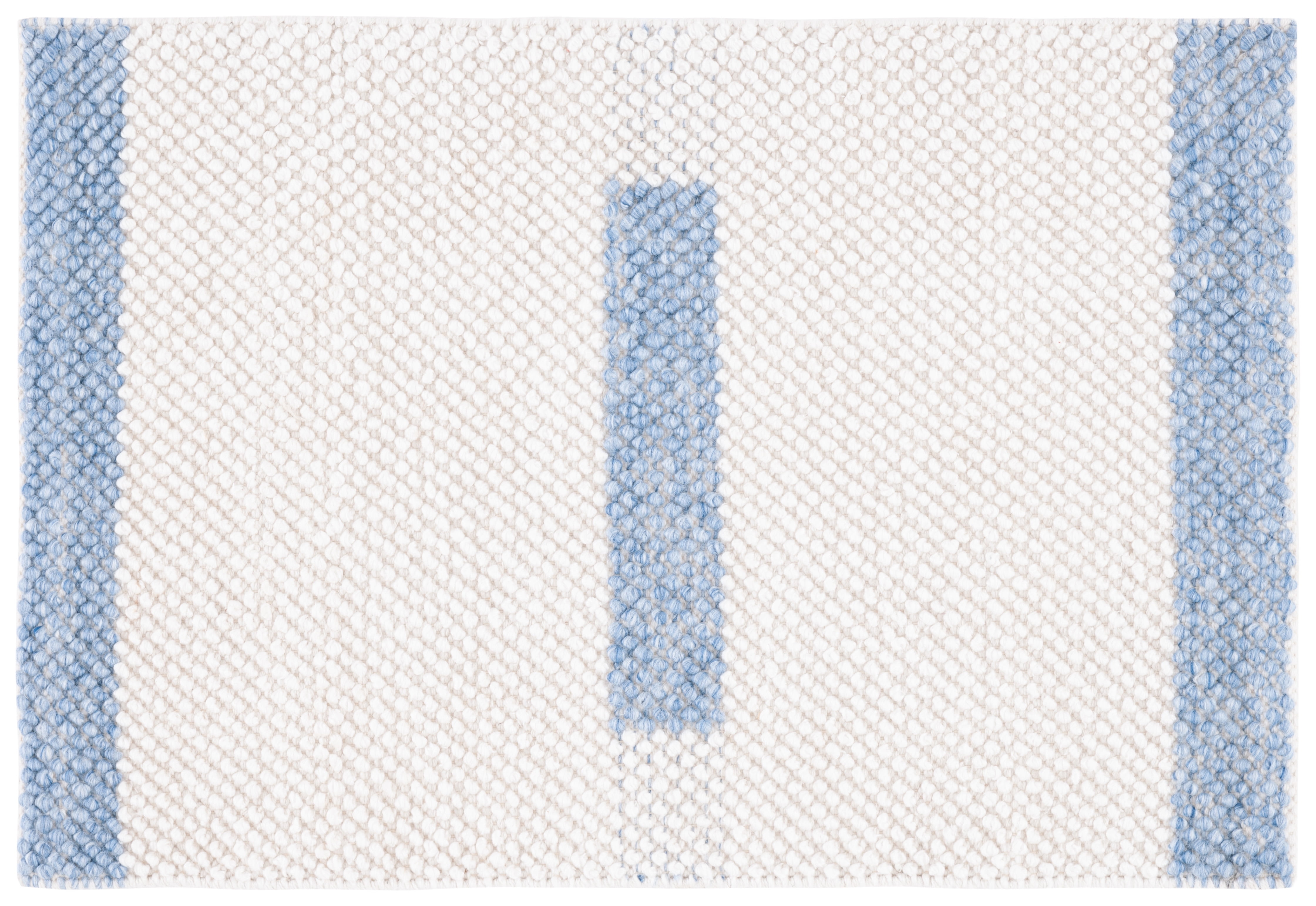 SAFAVIEH Natura Marina Striped Wool Area Rug, Ivory/Blue, 3' x 5 ...