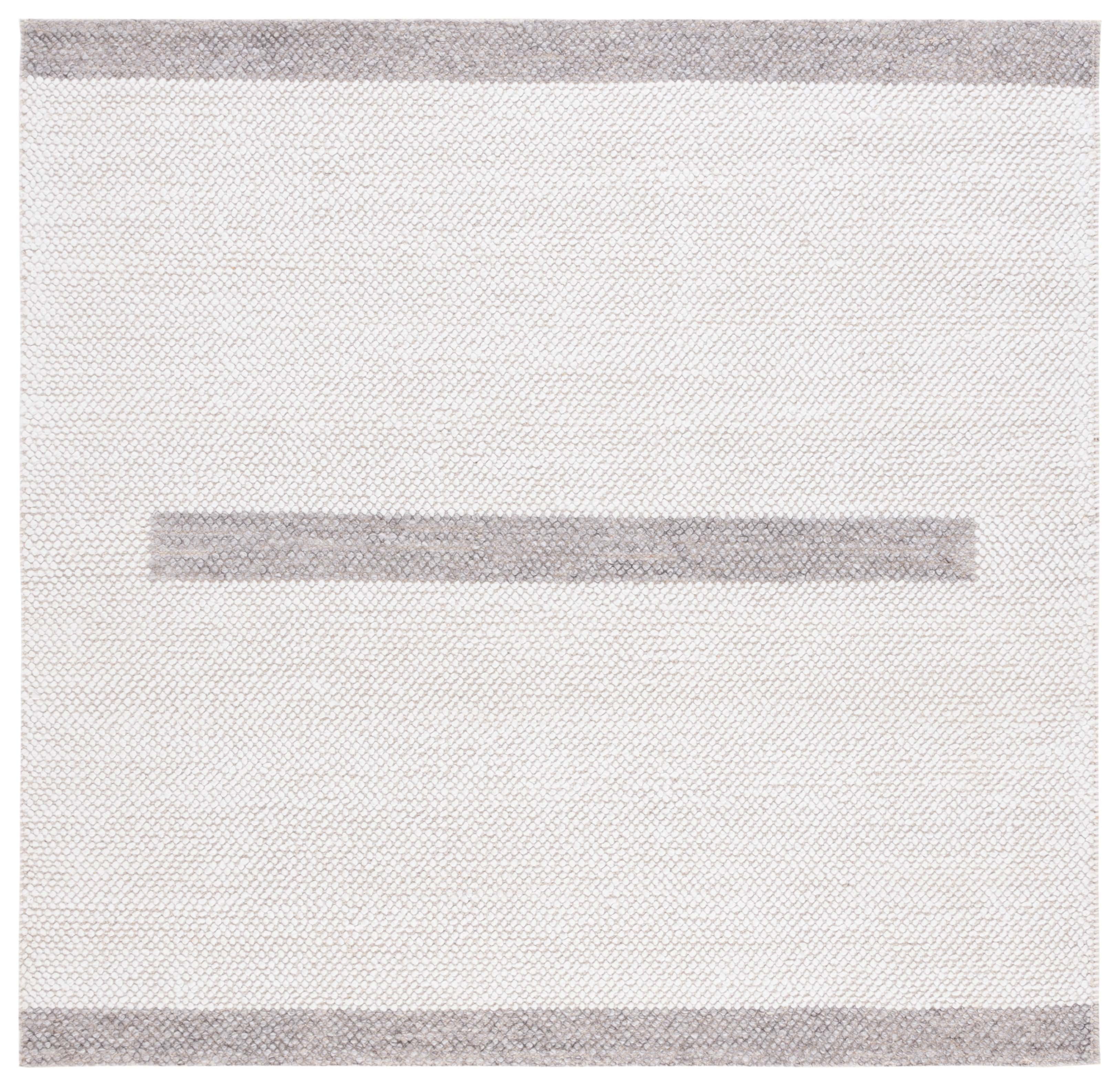 SAFAVIEH Natura Marina Striped Wool Area Rug, Ivory/Brown, 6' x 6 ...