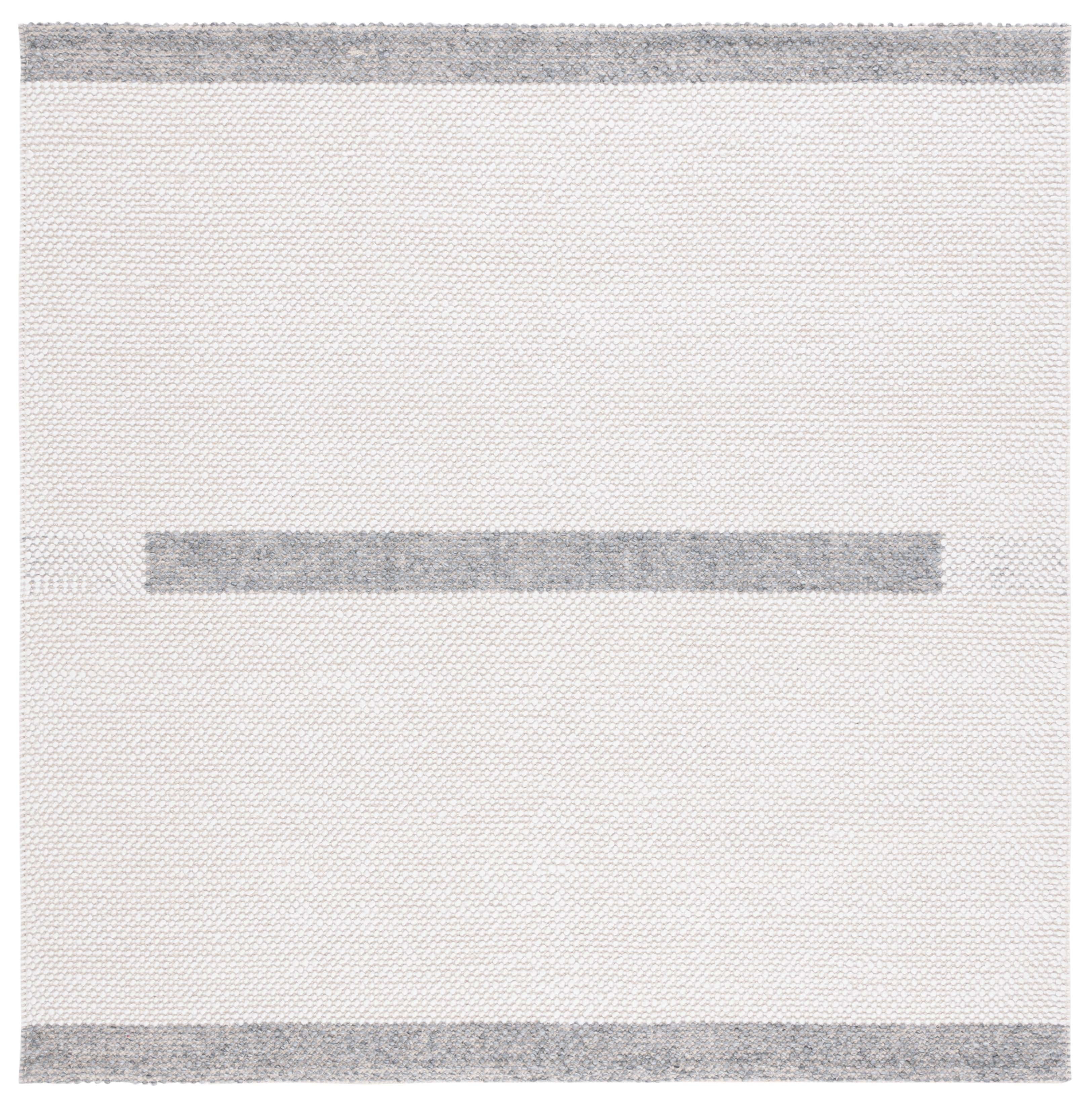 SAFAVIEH Natura Marina Striped Wool Area Rug, Ivory/Dark Grey, 6' x 6 ...