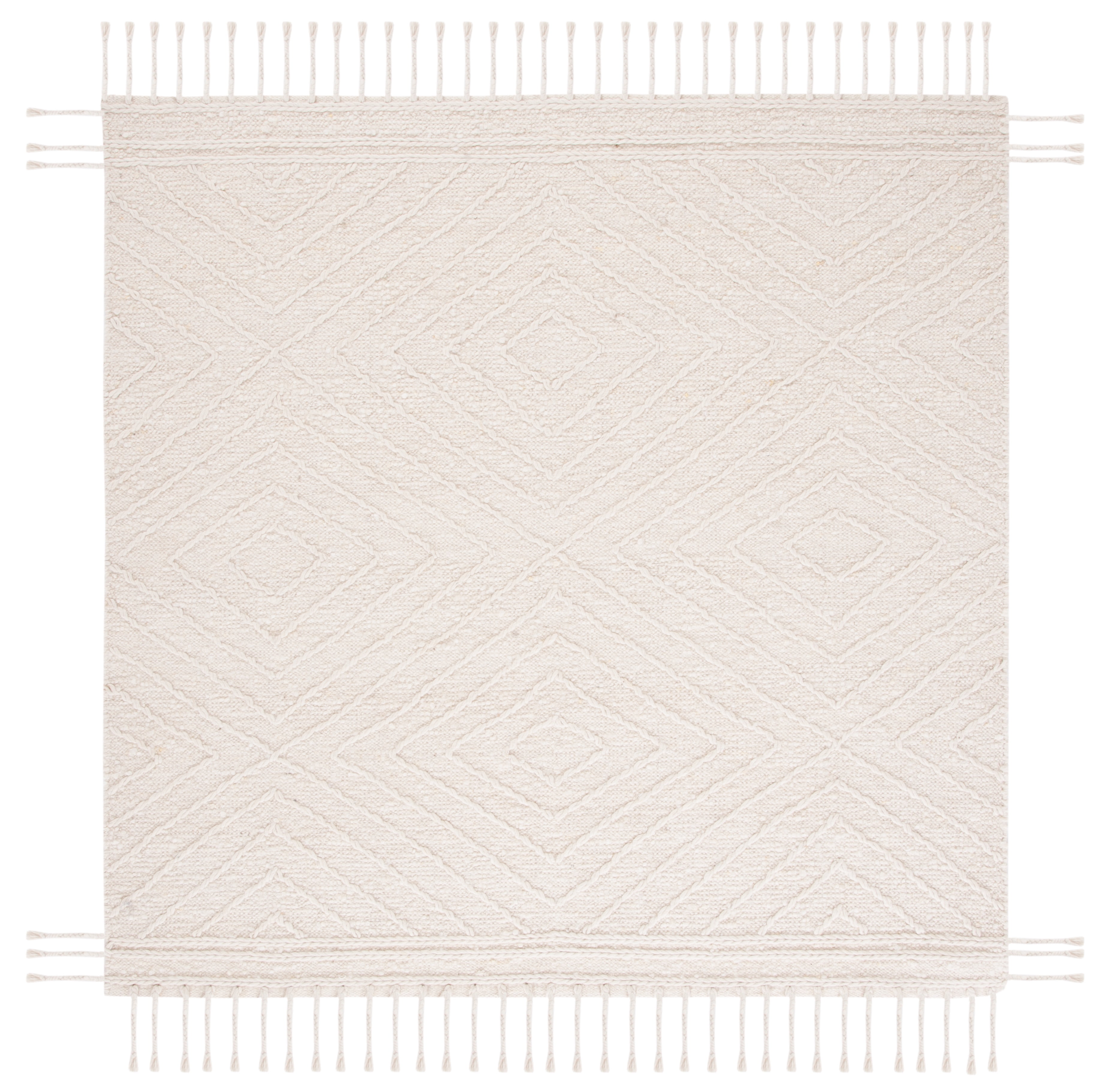 SAFAVIEH Natura Walter Diamond Area Rug, Ivory, 6' x 6' Square ...