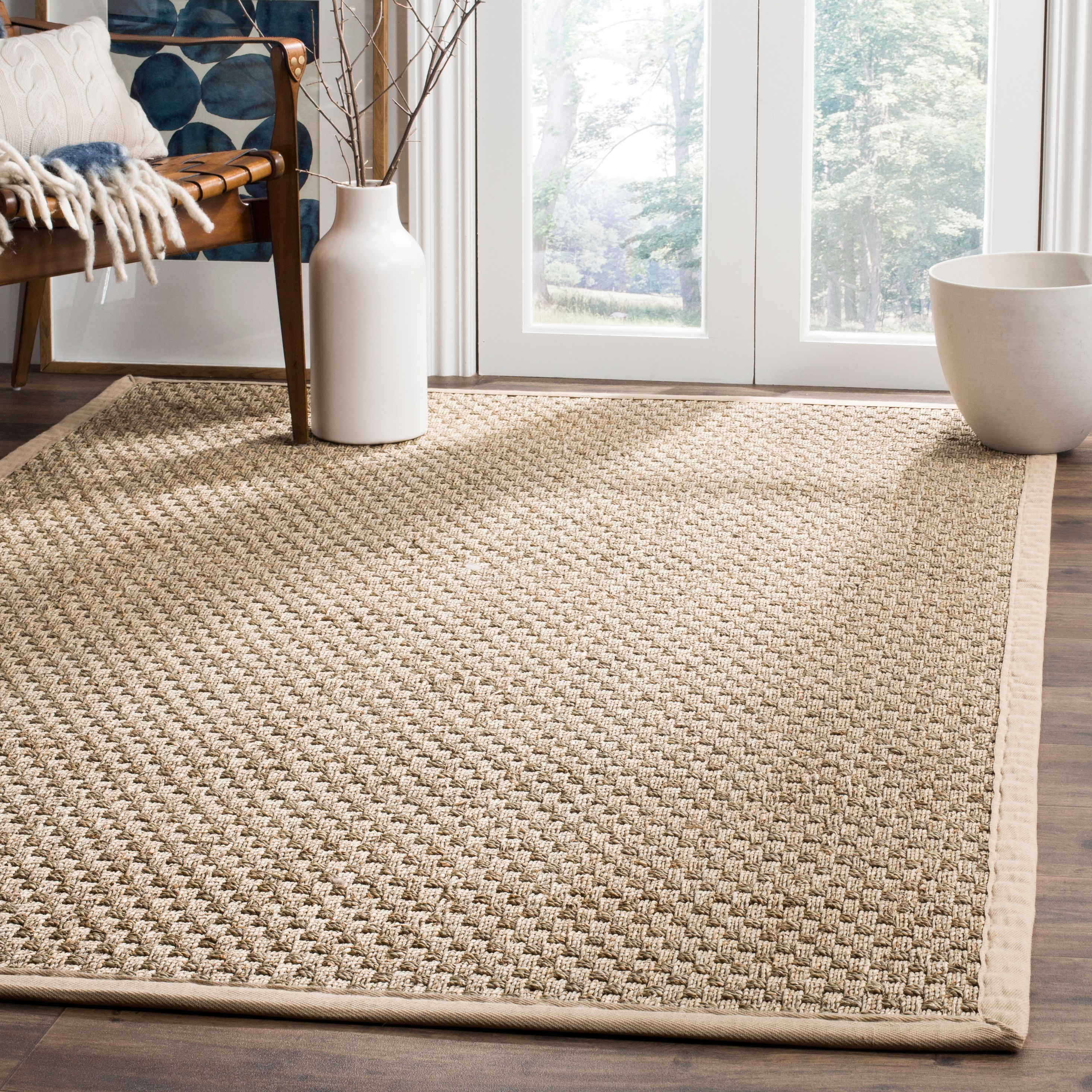 SAFAVIEH Natural Fiber Arbor Border Area Rug, Natural/Beige, 6' x 9 ...