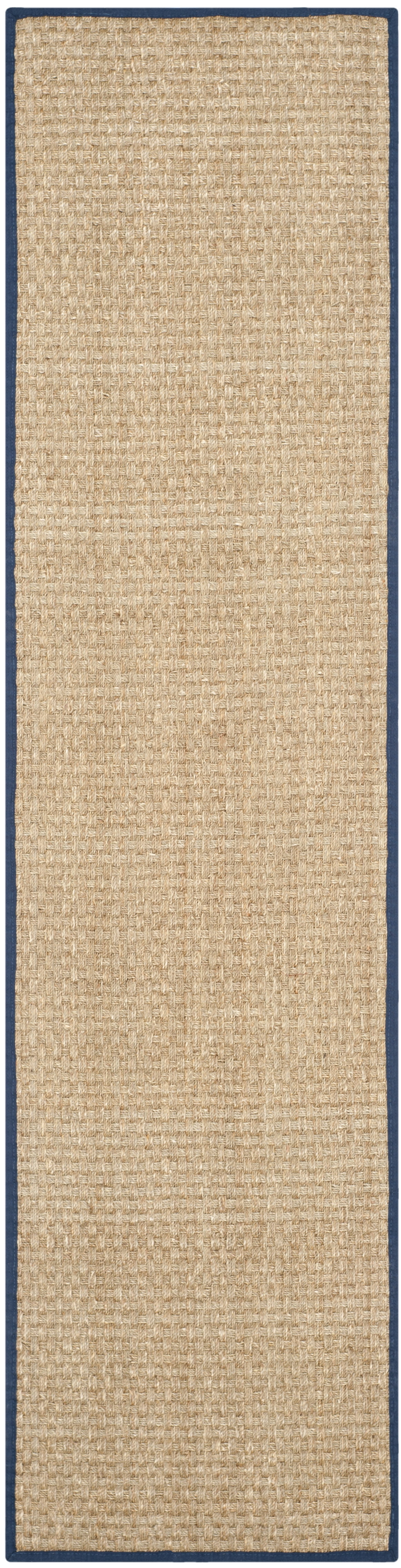 SAFAVIEH Natural Fiber Arbor Bordered Runner Rug, Natural/Blue, 2'6" x ...