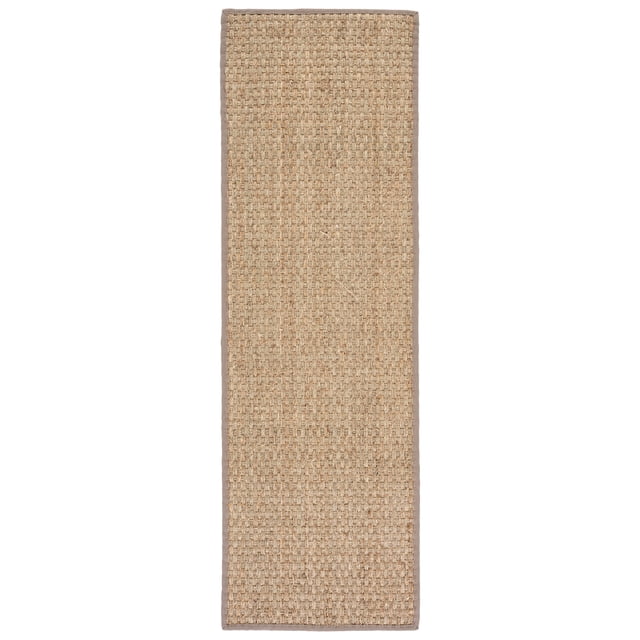 SAFAVIEH Natural Fiber Arbor Bordered Runner Rug, Natural/Grey, 2'6" x ...