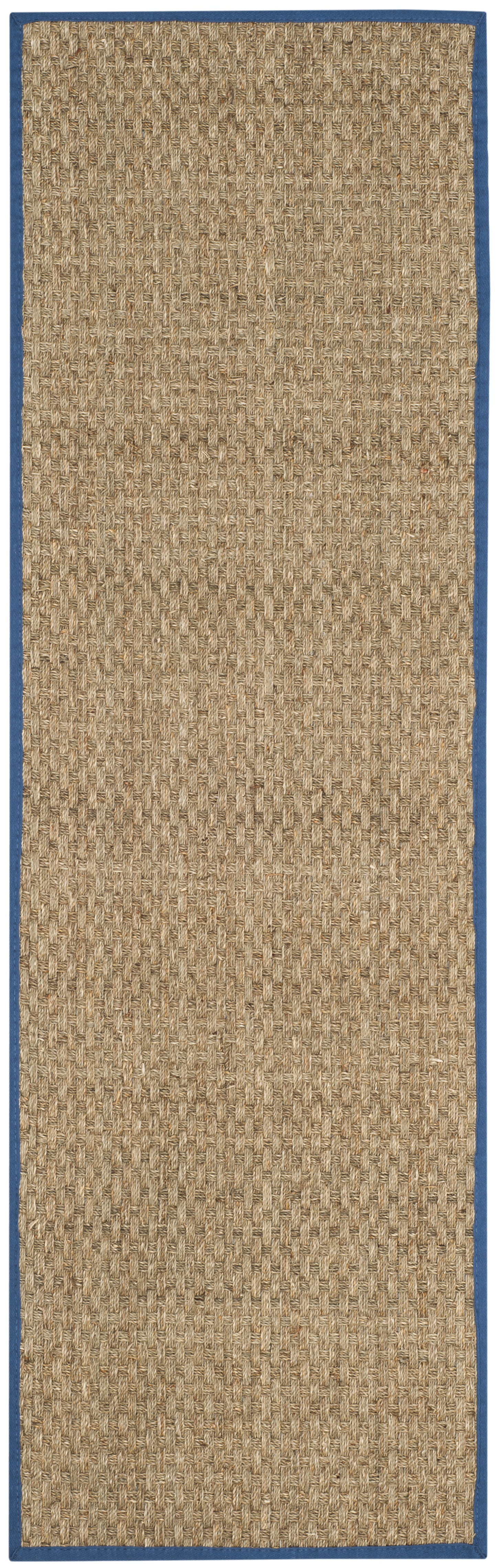 SAFAVIEH Natural Fiber Arbor Bordered Runner Rug, Natural/Light Navy, 2 ...
