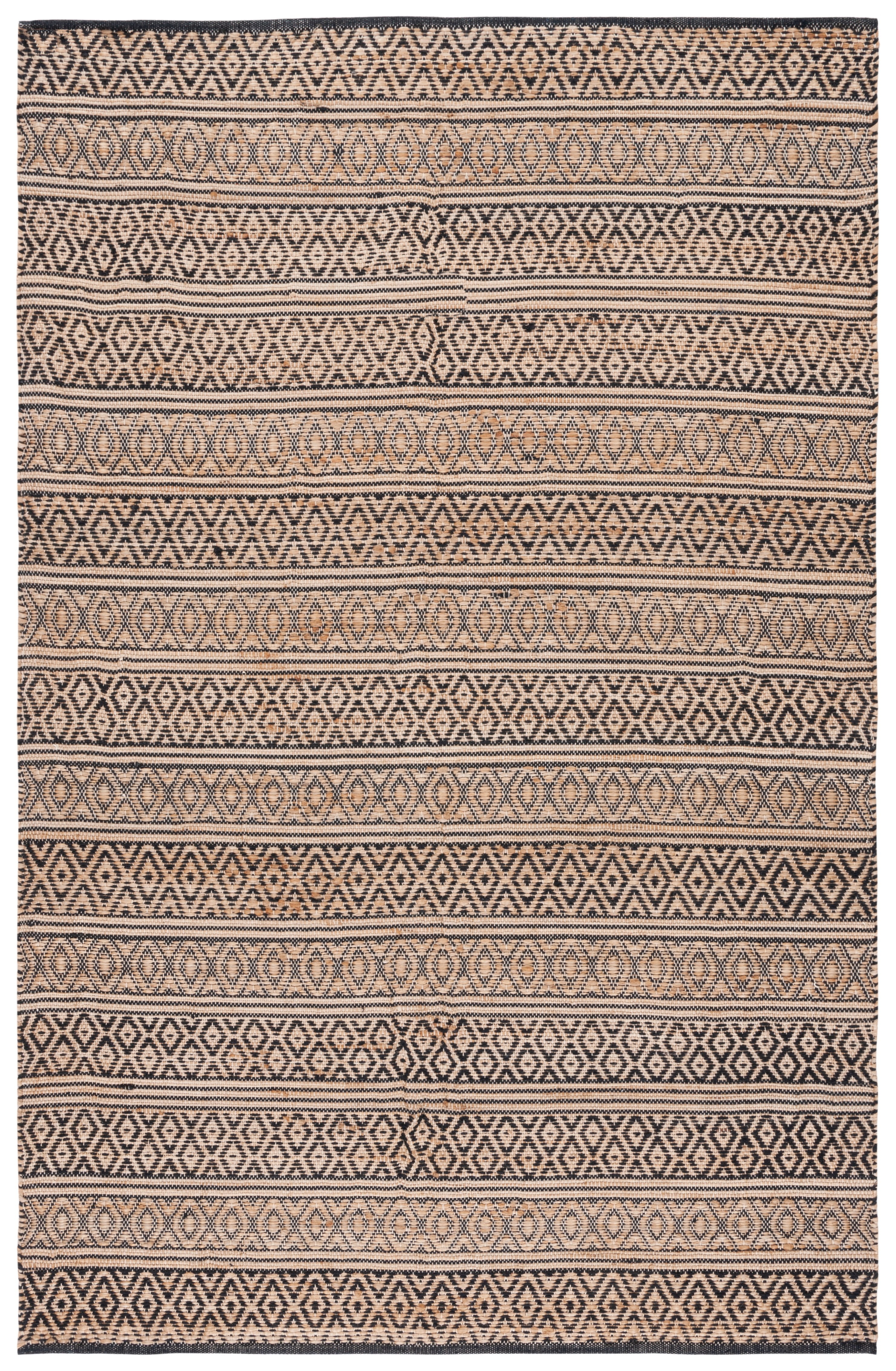 SAFAVIEH Natural Fiber Baxter Geometric Area Rug, Black/Natural, 3' x 5 ...