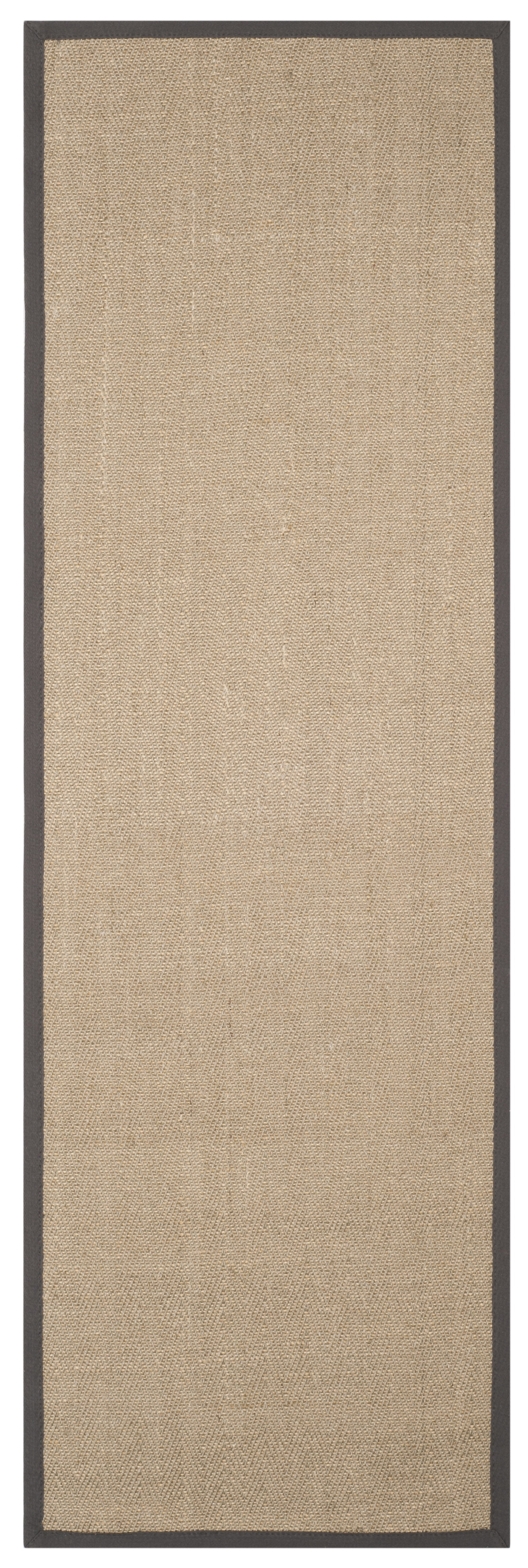 SAFAVIEH Natural Fiber Cantor Solid Runner Rug, Natural/Grey, 2'6