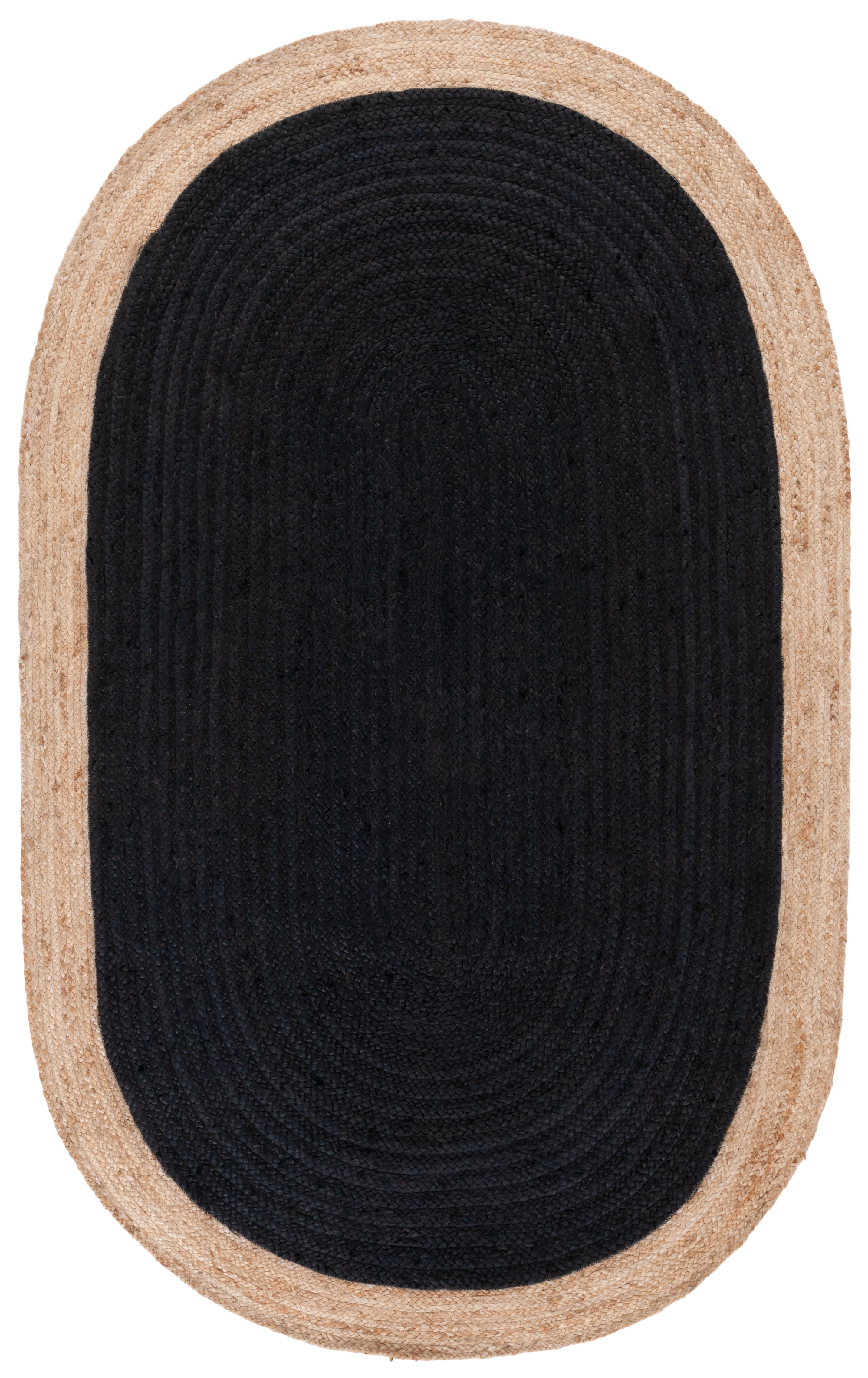 SAFAVIEH Natural Fiber Cebrail Geometric Area Rug, Black/Natural, 4' x ...