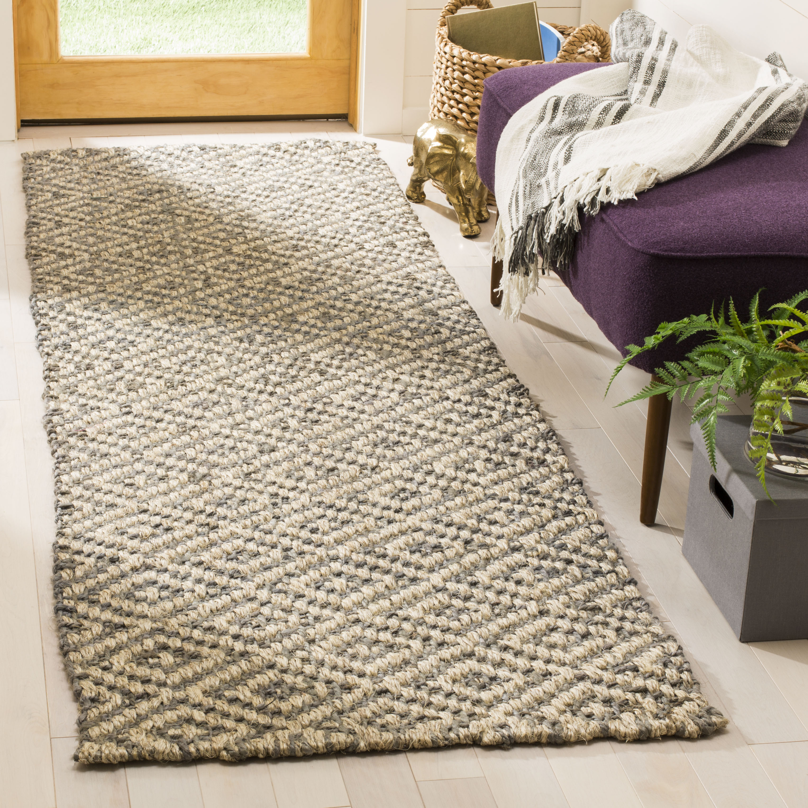 SAFAVIEH Natural Fiber Fiona Geometric Diamonds Braided Runner Rug ...