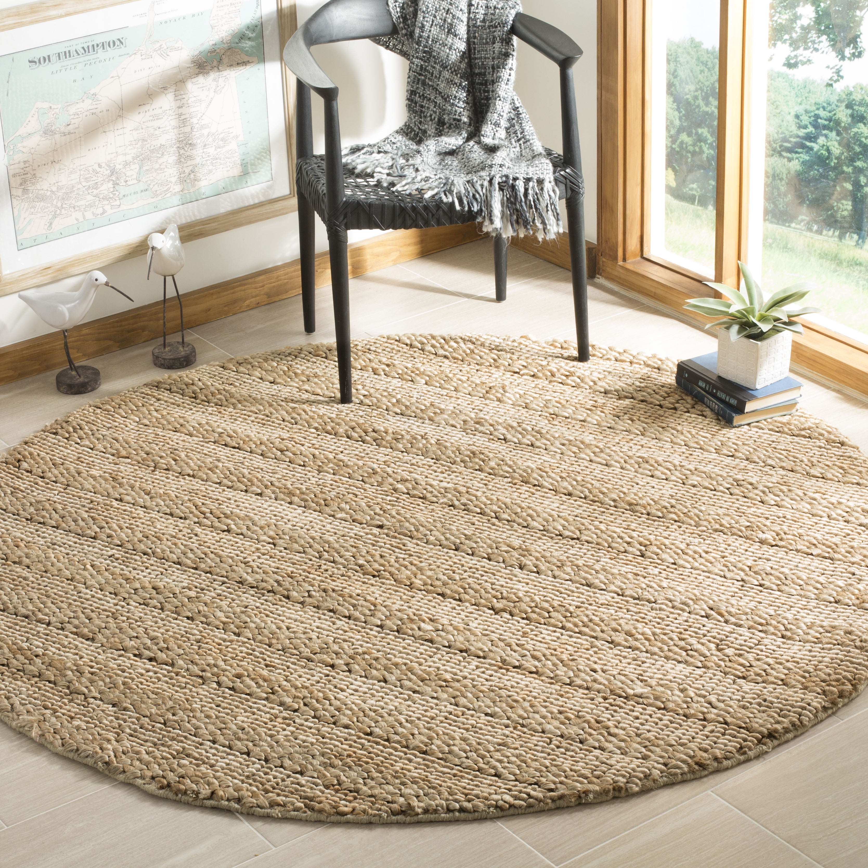 SAFAVIEH Natural Fiber Henrika Braided Area Rug, Natural, 4' x 4' Round ...