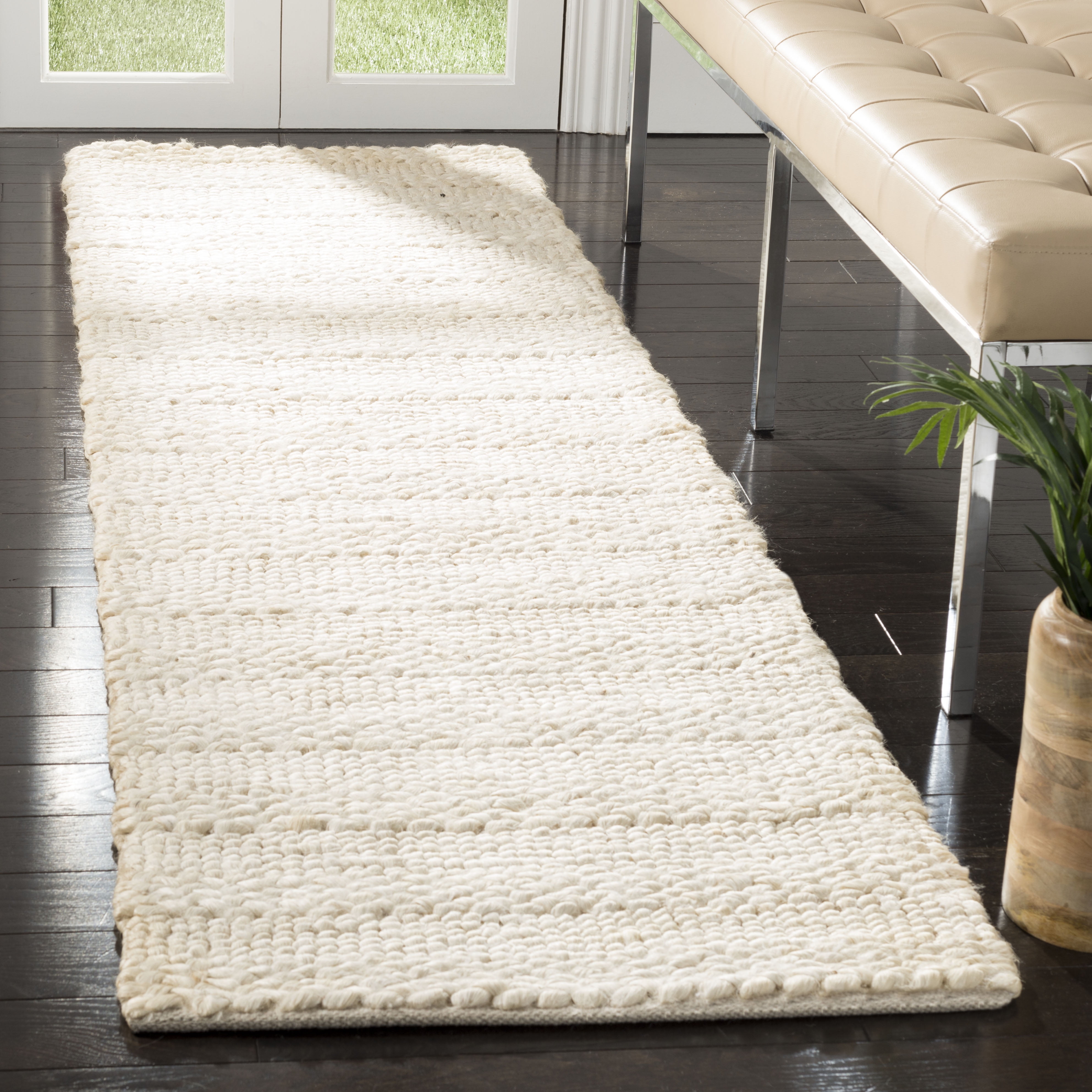 SAFAVIEH Natural Fiber Henrika Braided Runner Rug, Bleach, 2'3" x 14 ...