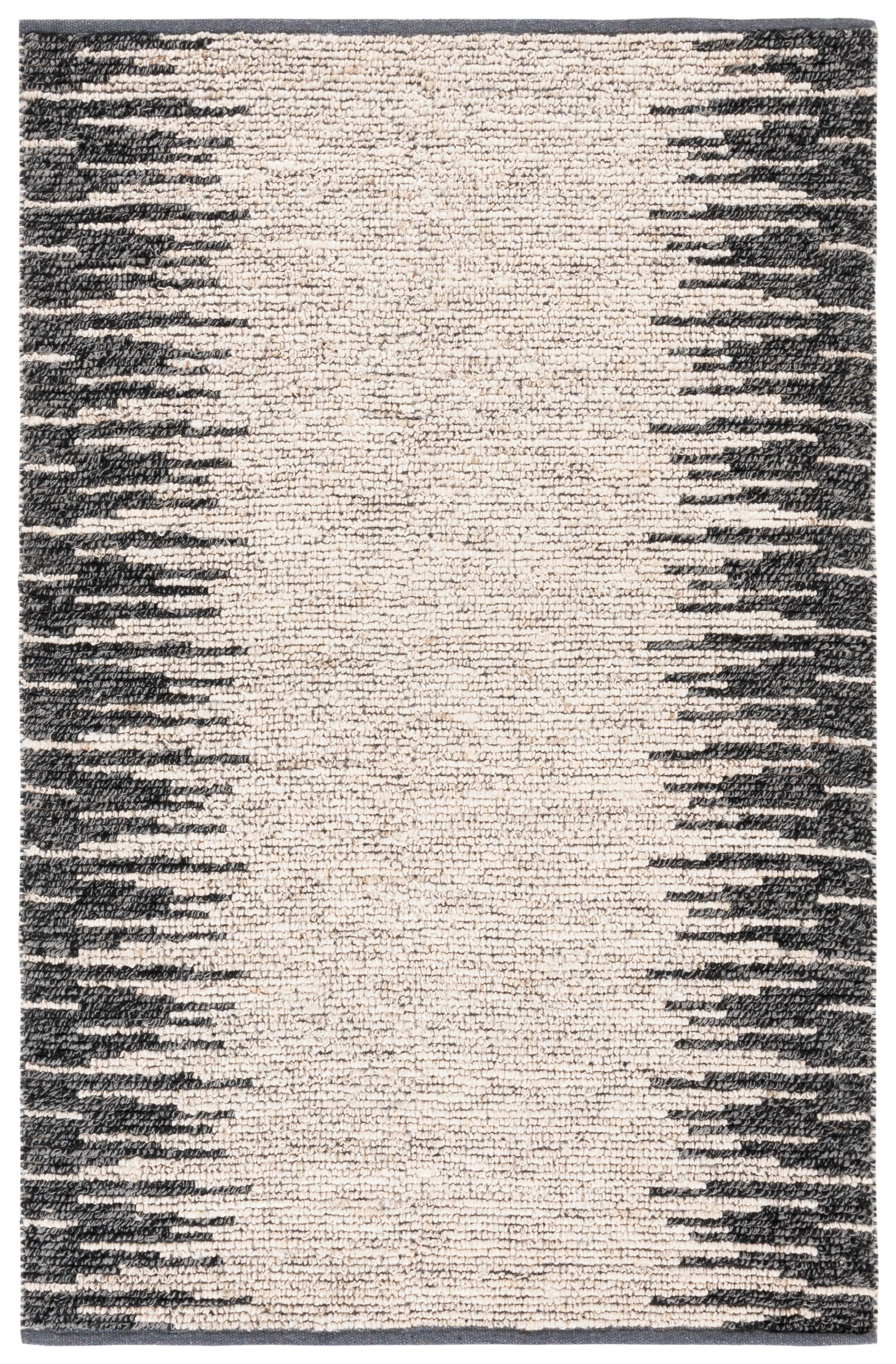 SAFAVIEH Natural Fiber Jake Abstract Area Rug, Bleach/Black, 5' x 8 ...