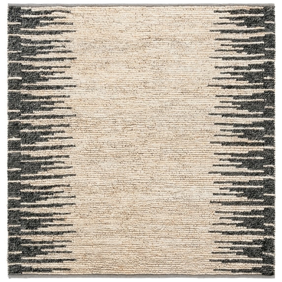 SAFAVIEH Natural Fiber Jake Abstract Area Rug, Bleach/Black, 6' x 6 ...