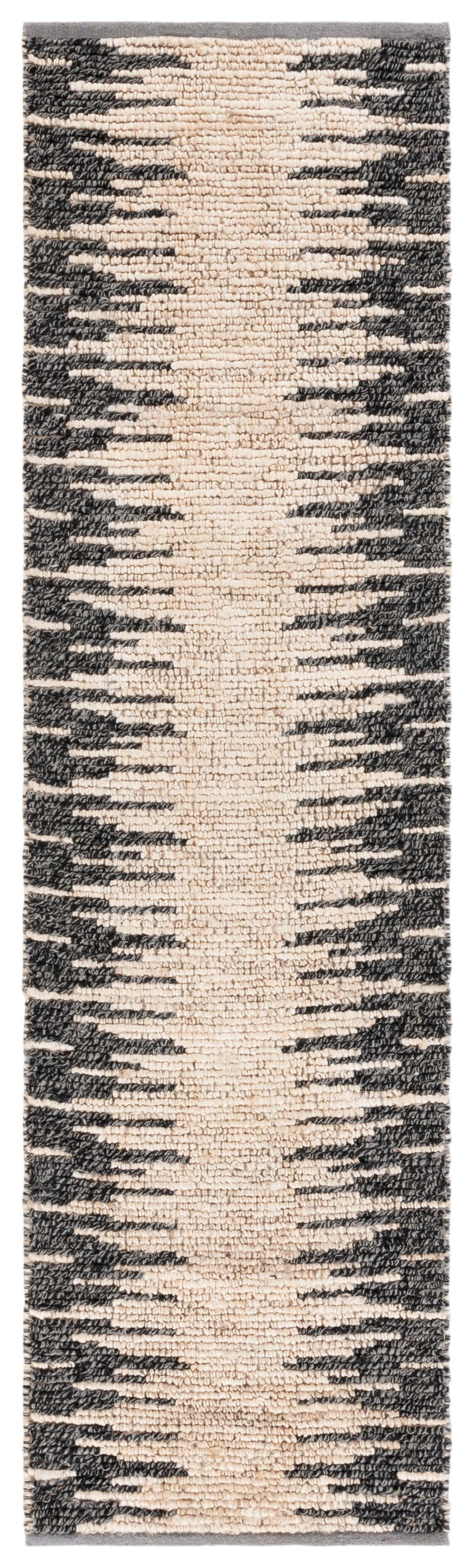 SAFAVIEH Natural Fiber Jake Abstract Runner Rug, Bleach/Black, 2'3" x 8 ...