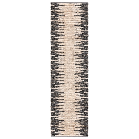 SAFAVIEH Natural Fiber Jake Abstract Runner Rug, Bleach/Black, 2'3" x 8 ...