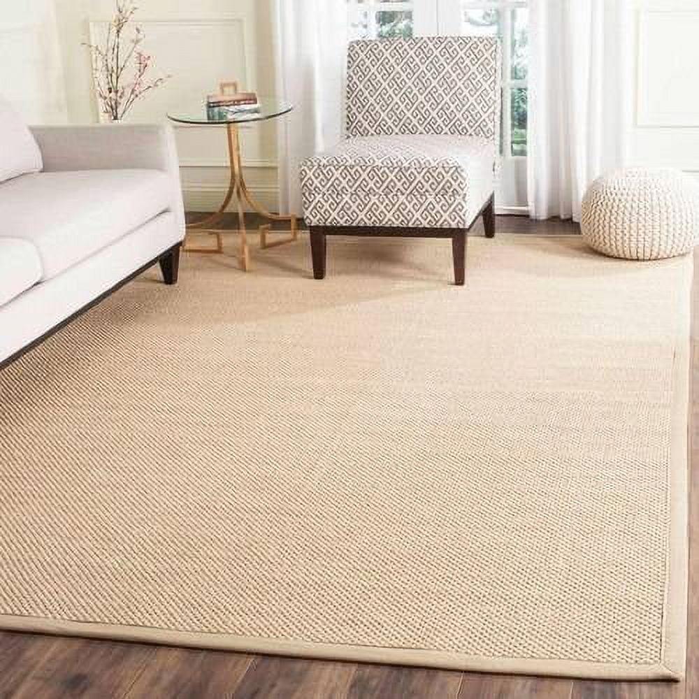 SAFAVIEH Natural Fiber Jovana Border Seagrass Area Rug, Maize/Linen, 5 ...