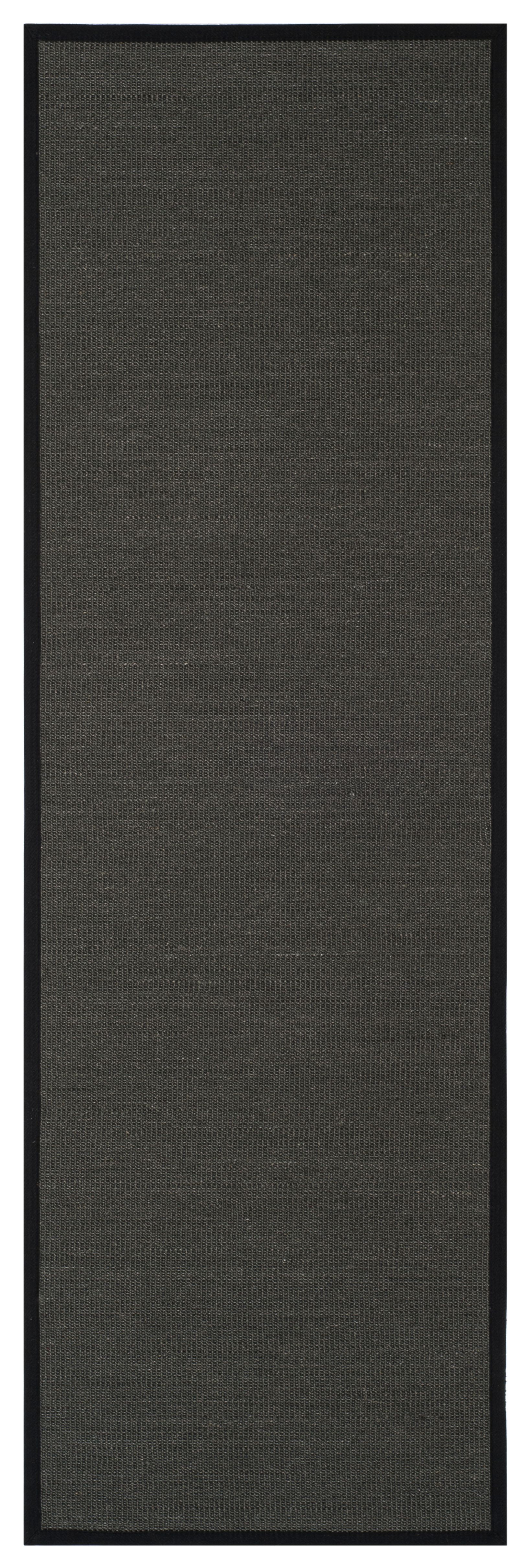 SAFAVIEH Natural Fiber Keane Solid Sisal Runner Rug, Anthracite/Black ...