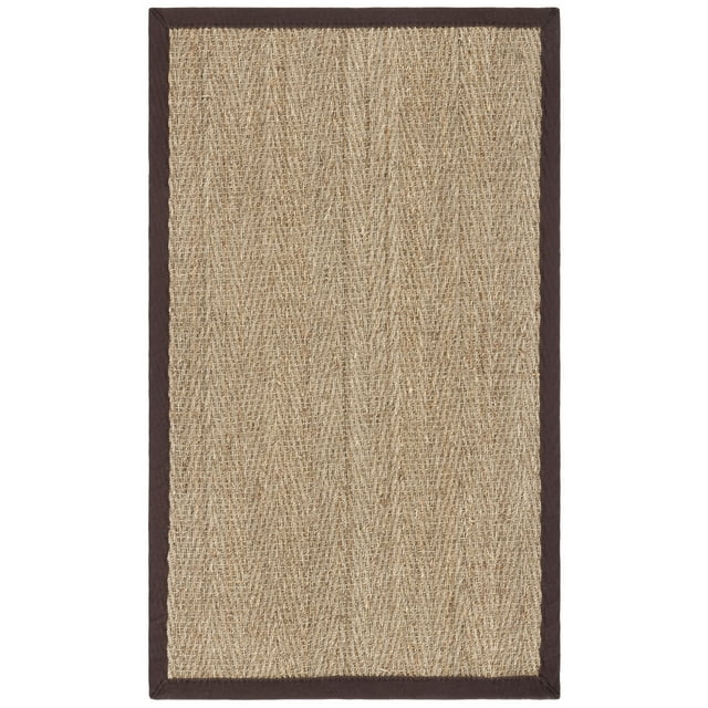 SAFAVIEH Natural Fiber Maisy Border Seagrass Area Rug, Natural/Dark ...