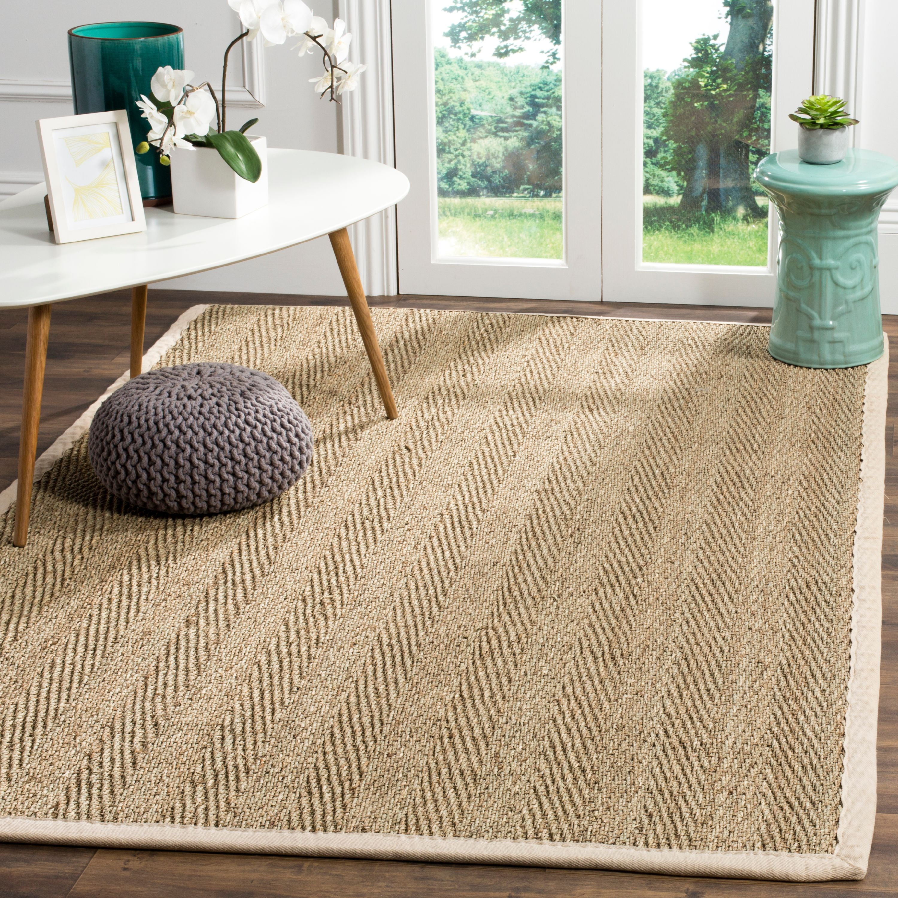 SAFAVIEH Natural Fiber Maisy Border Seagrass Area Rug, Natural/Ivory, 4 ...