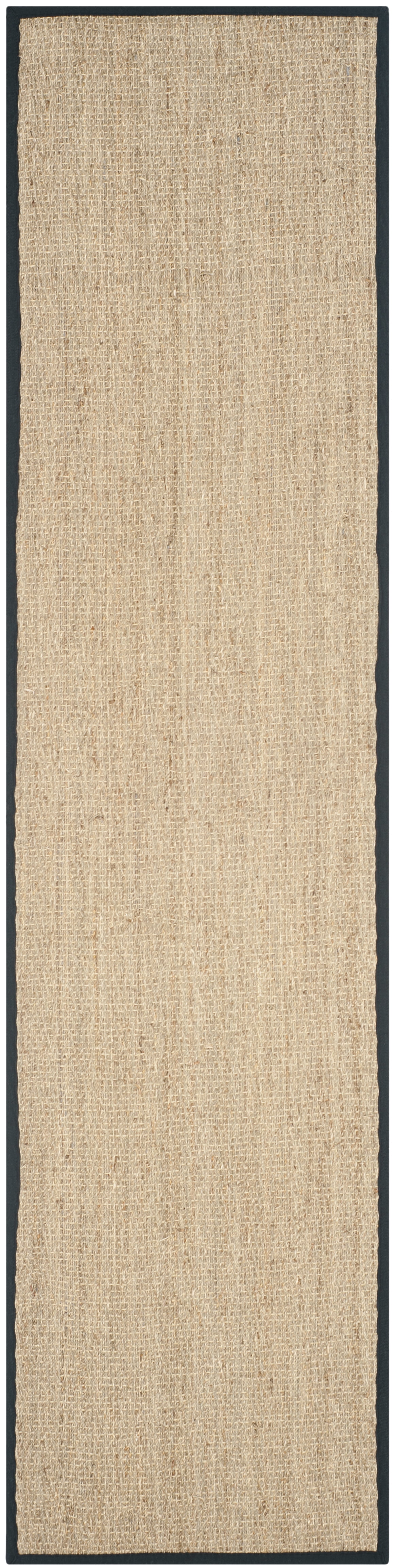 SAFAVIEH Natural Fiber Maisy Solid Runner Rug, Natural/Black, 2'6" x 10 ...