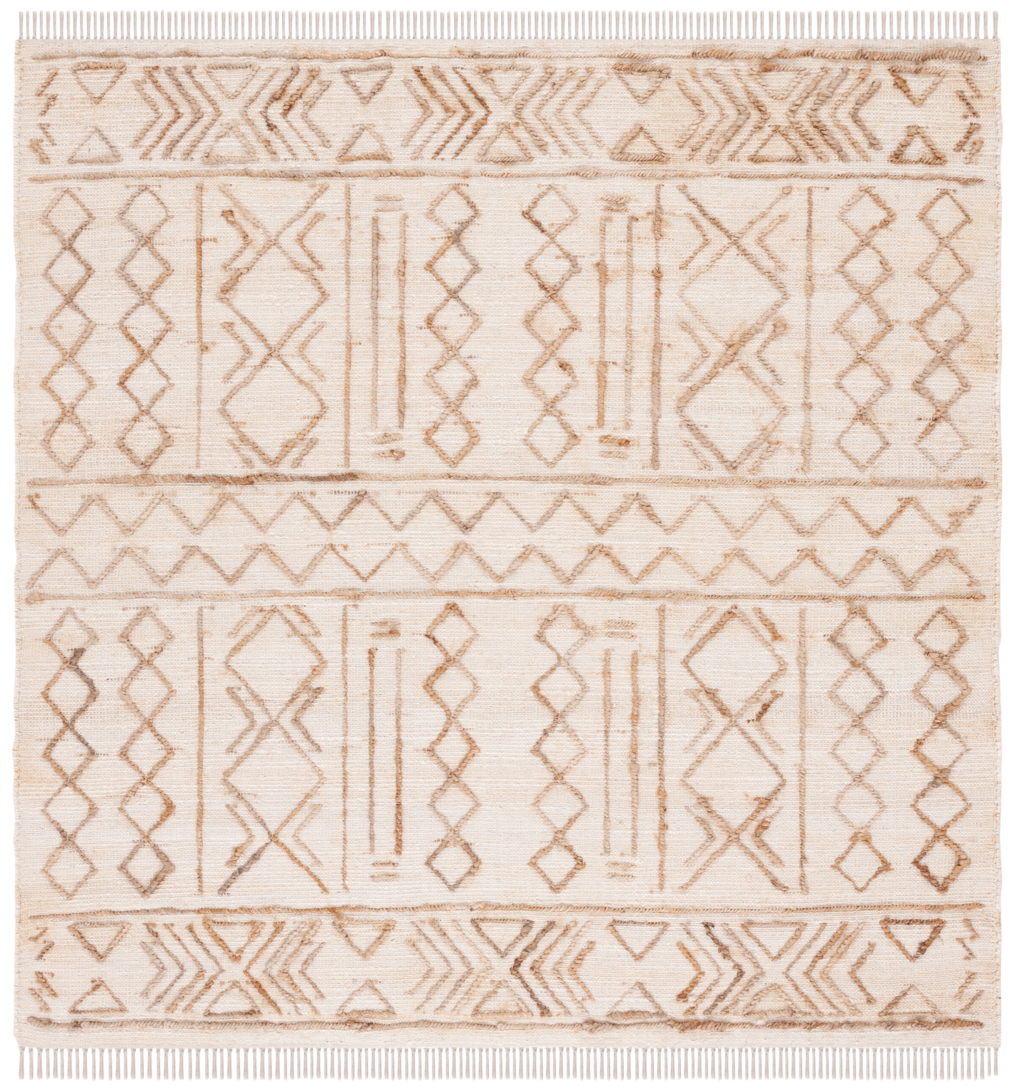 SAFAVIEH Natural Fiber Mason Geometric Area Rug, Natural/Beige, 6' x 6 ...