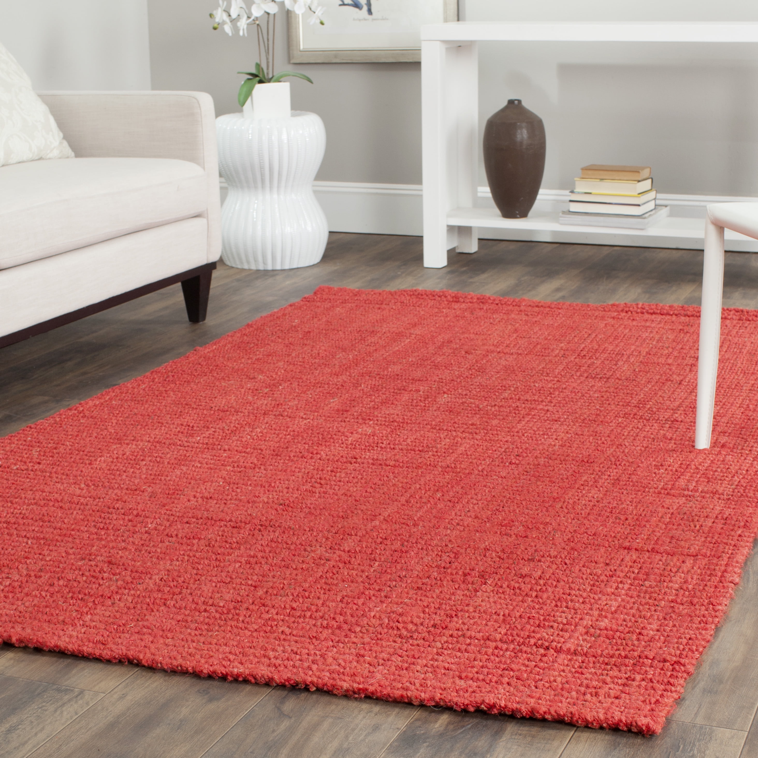 SAFAVIEH Natural Fiber Milica Braided Jute Area Rug, Red, 4' x 6 ...