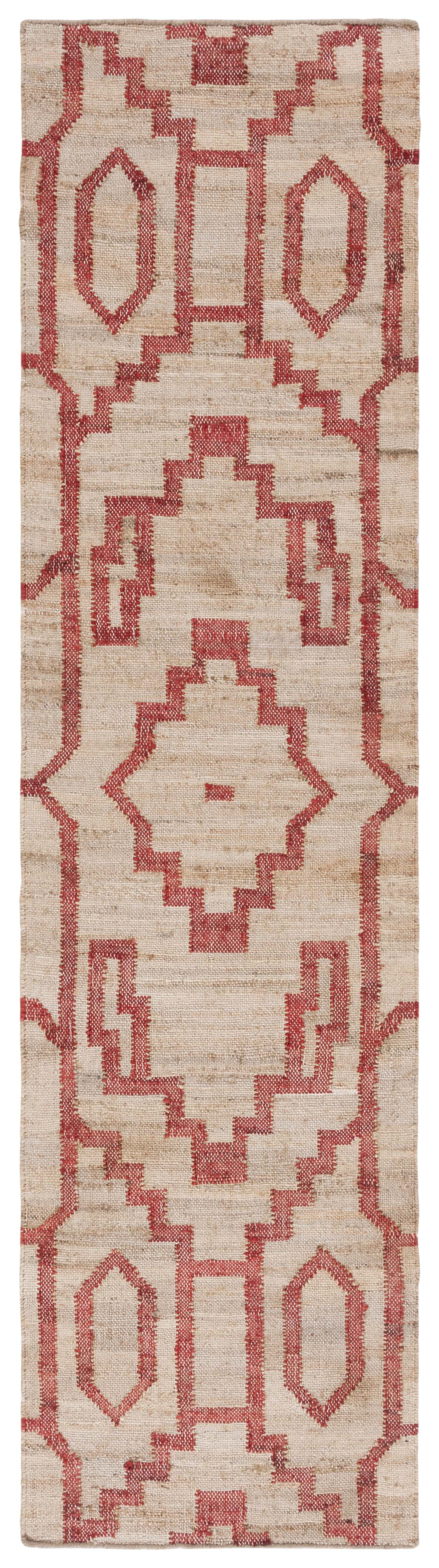 SAFAVIEH Natural Fiber Natalie Geometric Runner Rug, Natural/Red, 2'3 ...