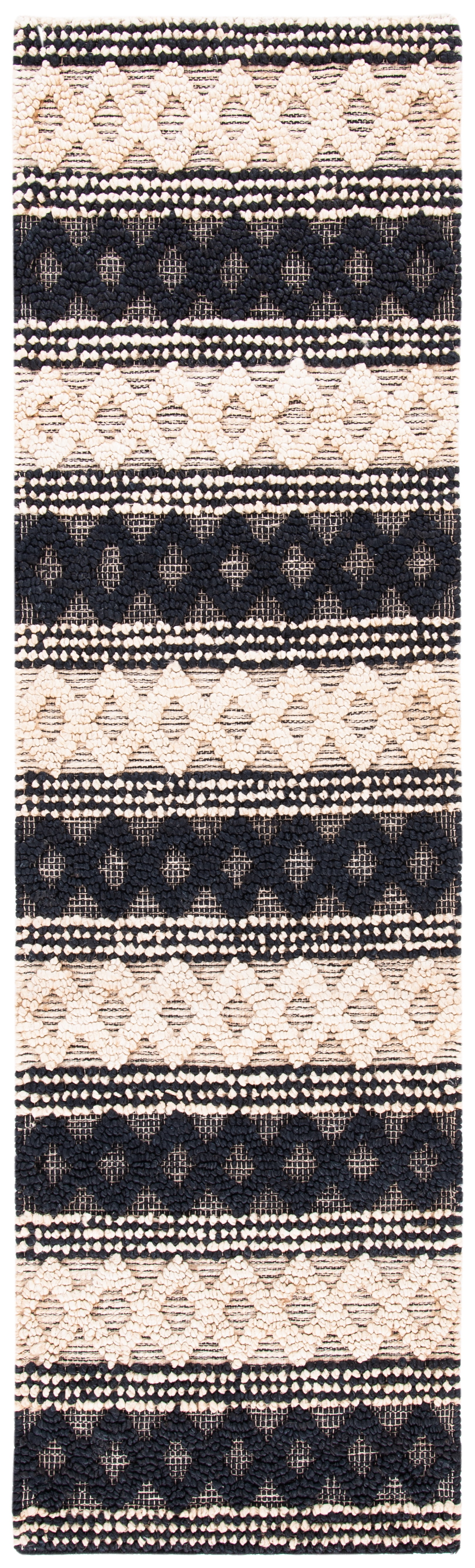 SAFAVIEH Natural Fiber Odran Striped Runner Rug, Black/Ivory, 2'3" x 8 ...