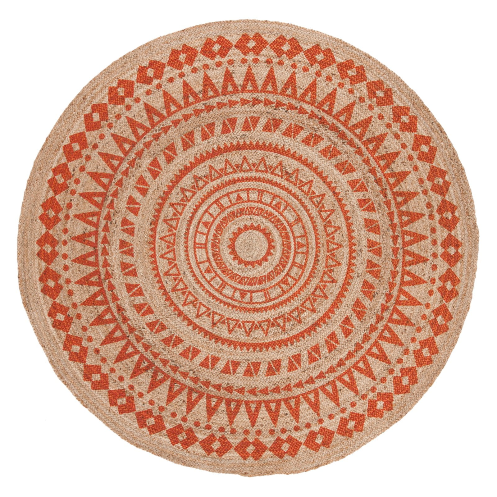 SAFAVIEH Natural Fiber Zoolander Geometric Jute Area Rug, Orange ...