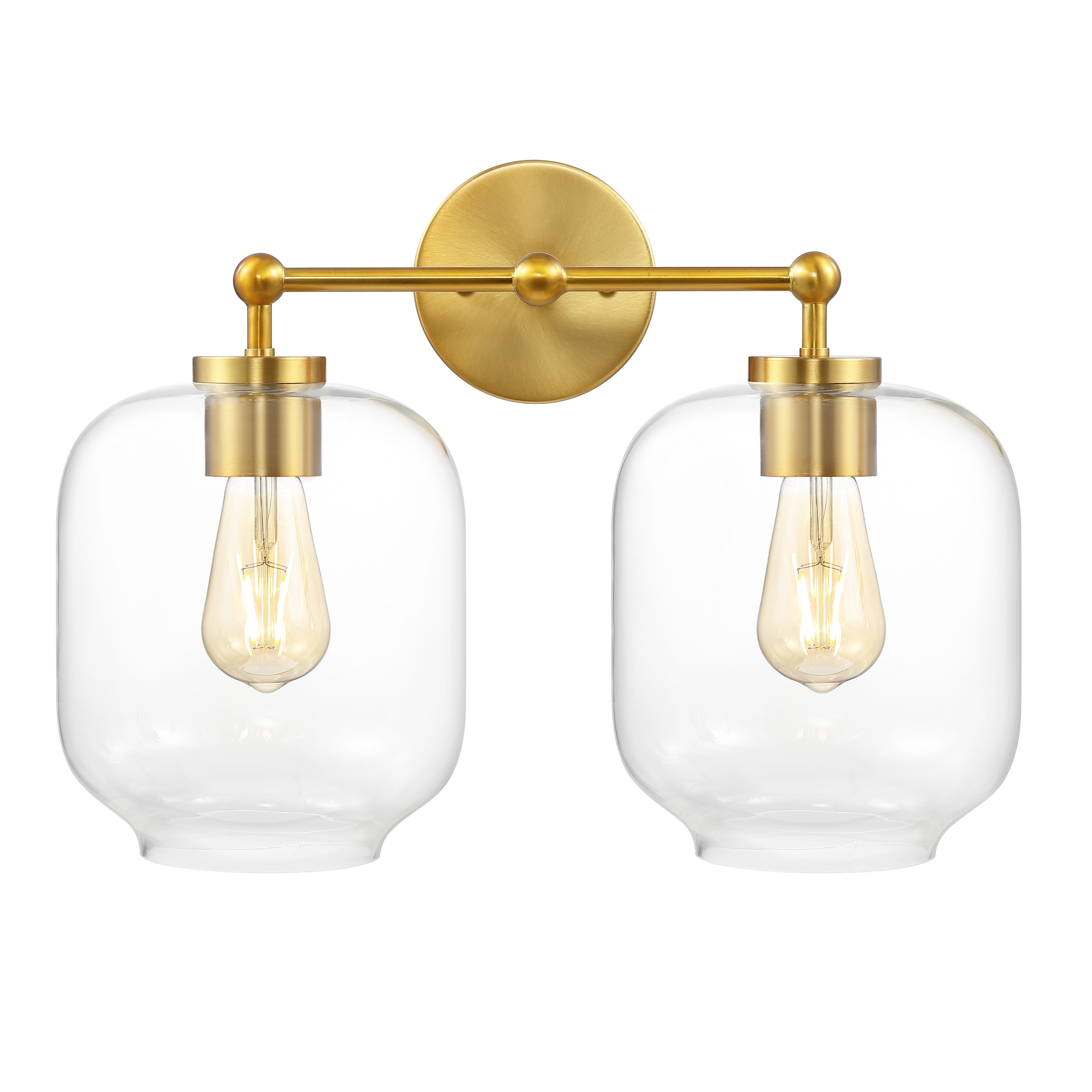 SAFAVIEH Navia 2-Light LED Brass Gold Iron Wall Sconce with Clear Glass ...