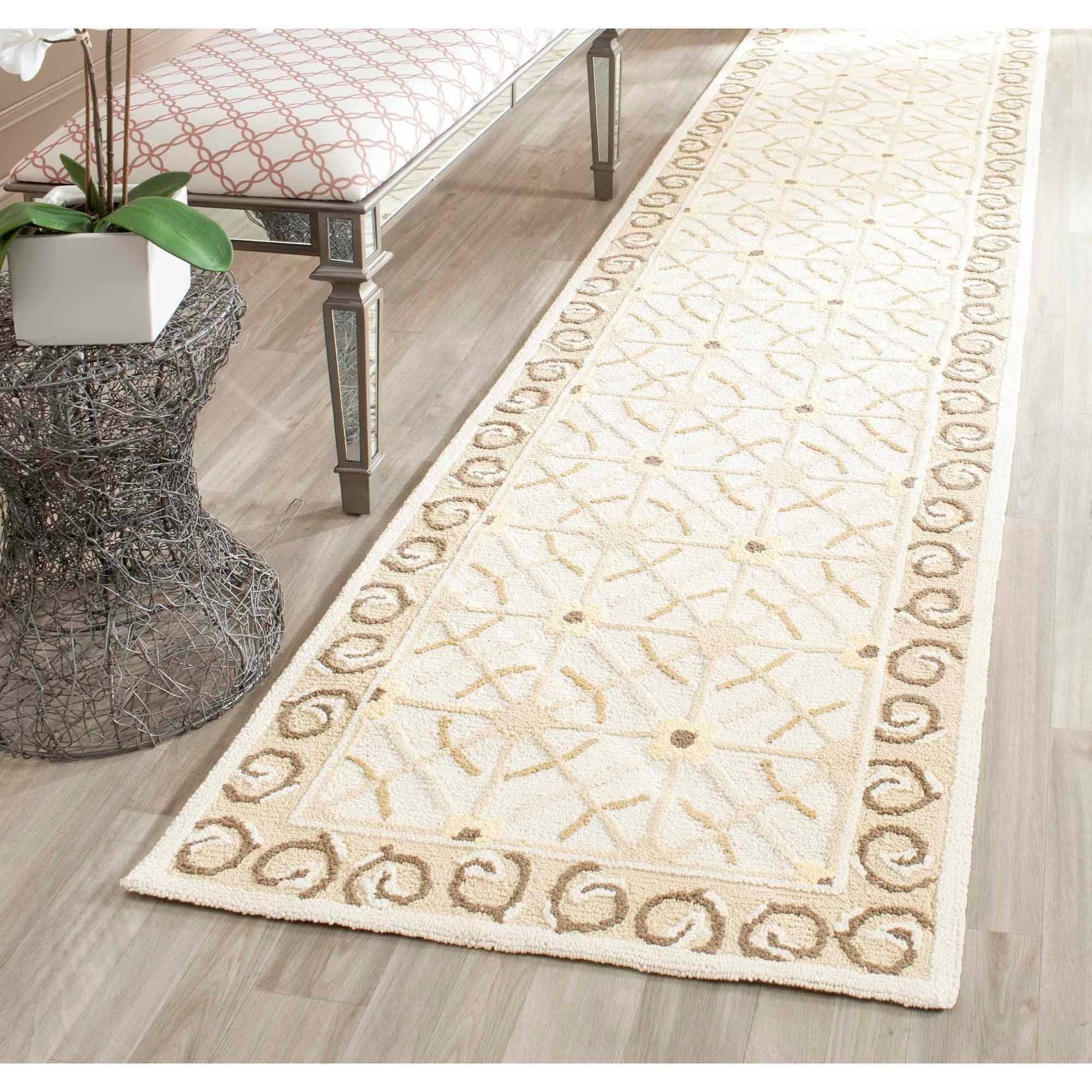 SAFAVIEH Newport Averill Geometric Borders Cotton Runner Rug, Taupe ...