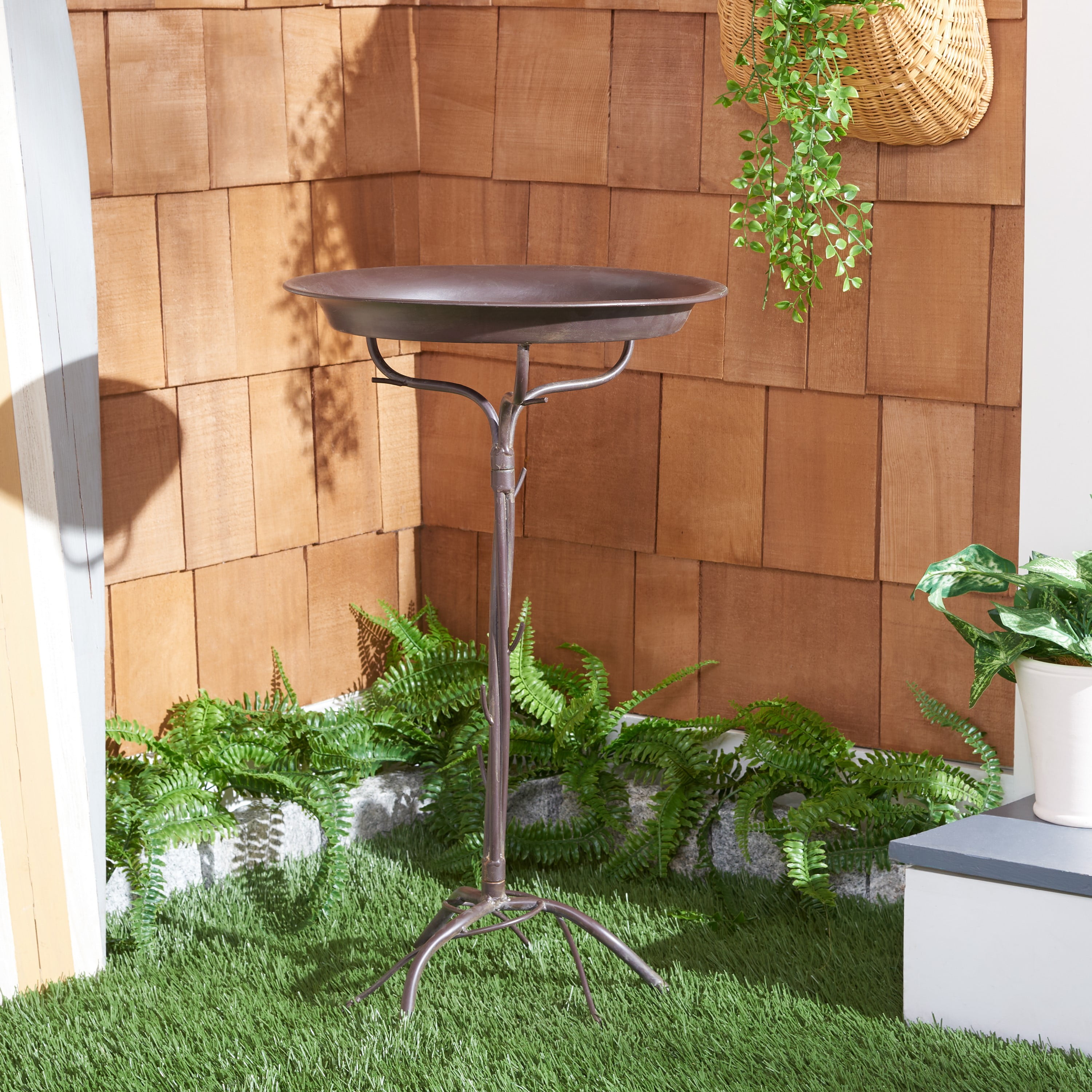 SAFAVIEH Nigel Outdoor Patio Bird Bath, Rustic Brown - Walmart.com