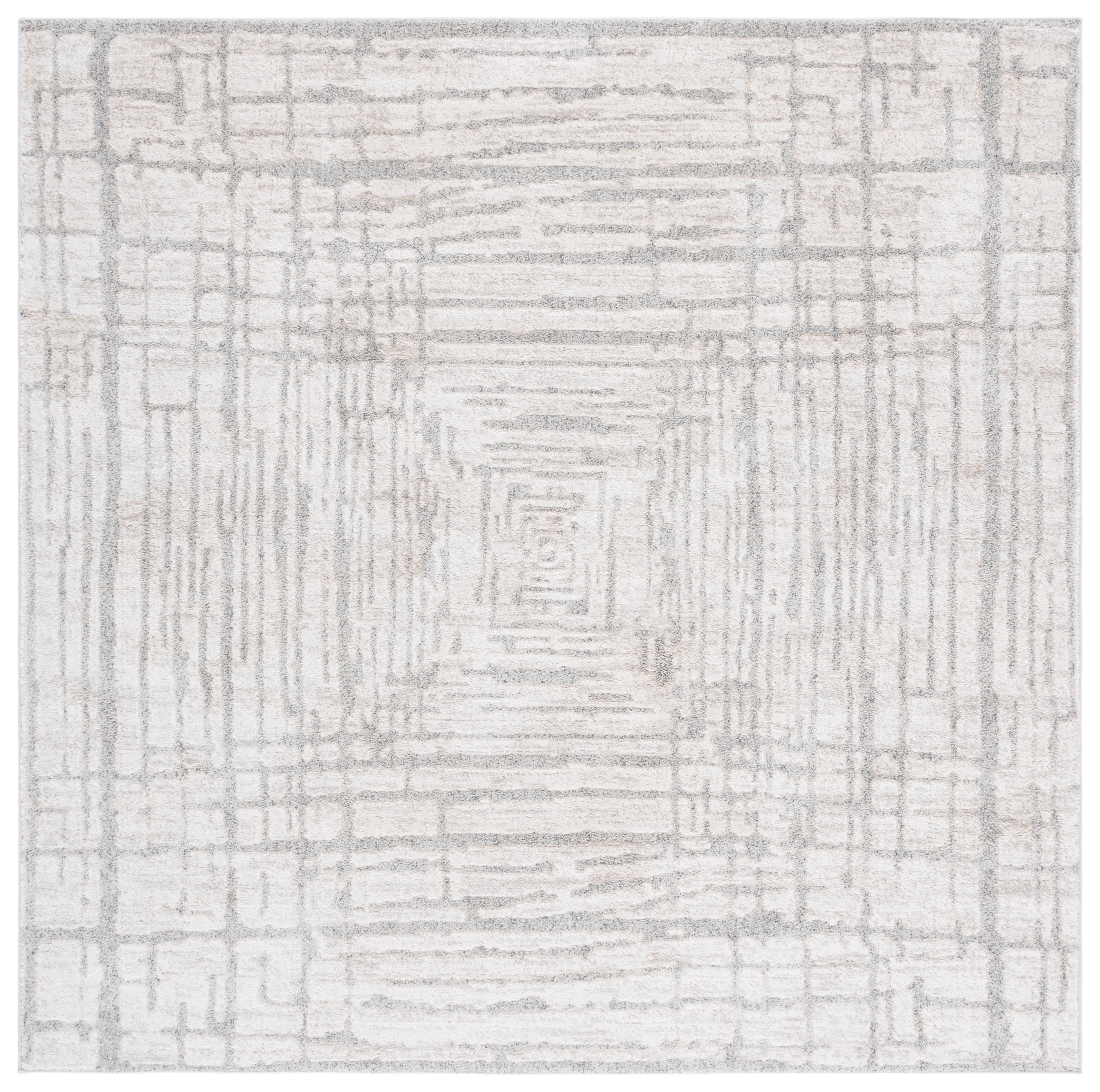 SAFAVIEH Northport Venice Geometric Area Rug, Ivory/Grey, 6'7" x 6'7 ...