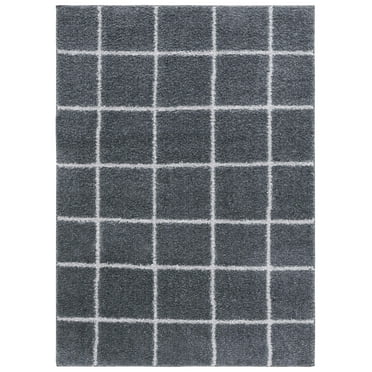 Better Homes & Gardens 7'10"x9'10" Beige Plaid Wool Indoor Area Rug ...