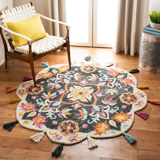 SAFAVIEH Novelty Deforrest Colorful Floral Wool Area Rug, Blue/Pink, 4 ...