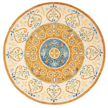 SAFAVIEH Novelty Kiersten Floral Area Rug, Rust/Ivory, 3' x 3' Round ...
