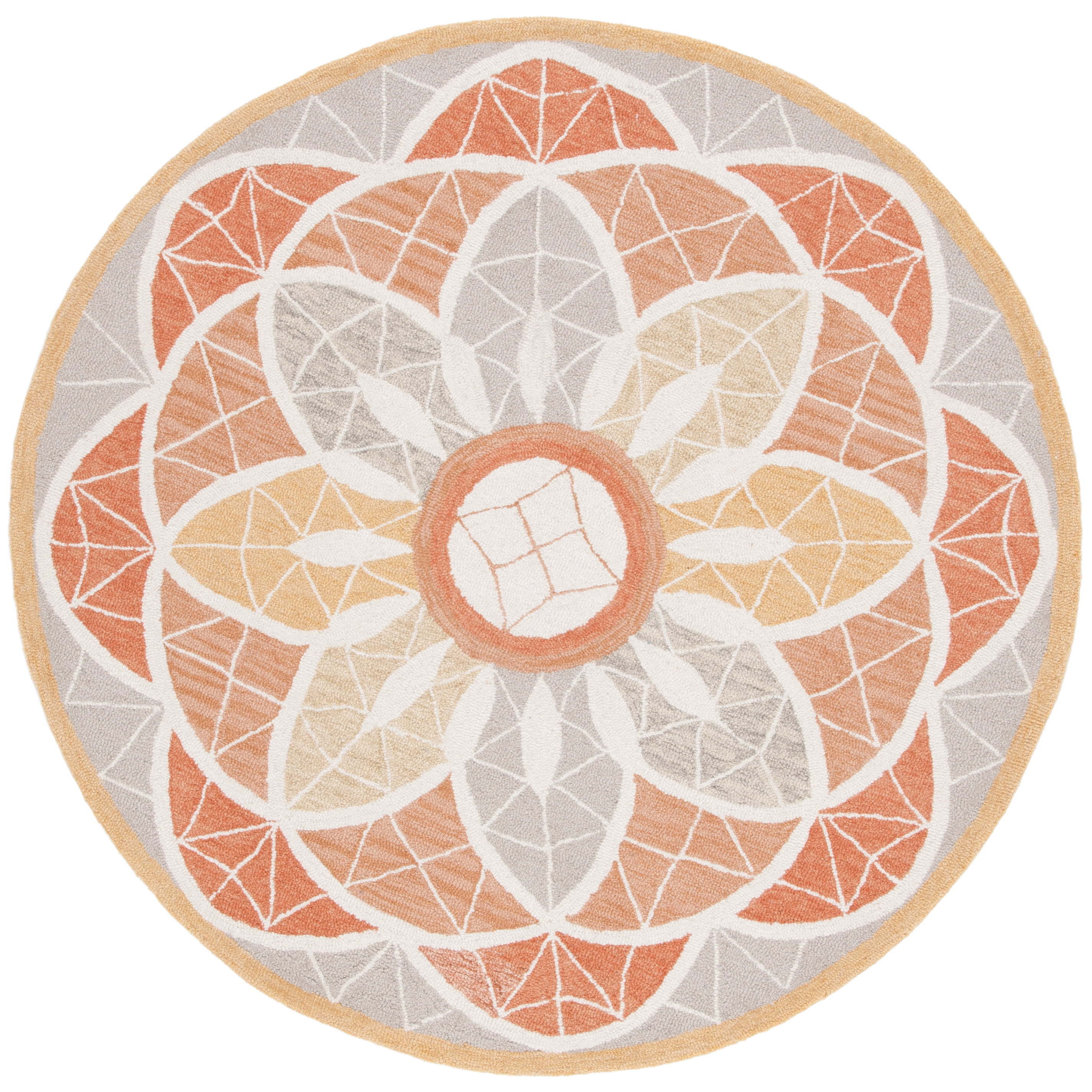 SAFAVIEH Novelty Malanie Floral Area Rug, Grey/Gold, 5' x 5' Round ...