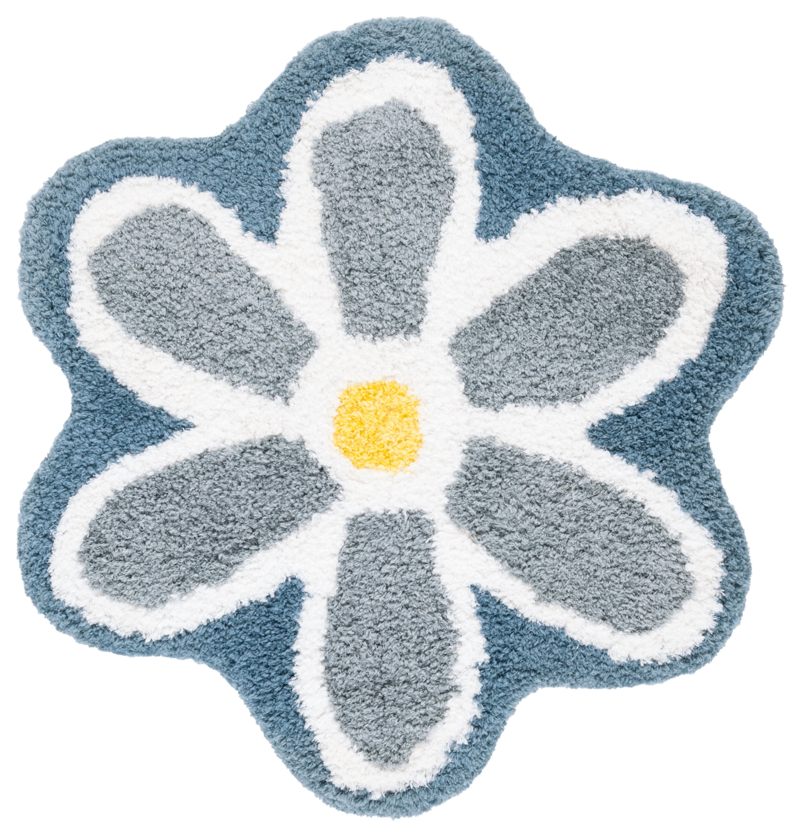 SAFAVIEH Novelty Taneka Floral Area Rug, Ivory/Blue, 4' x 4' Round ...