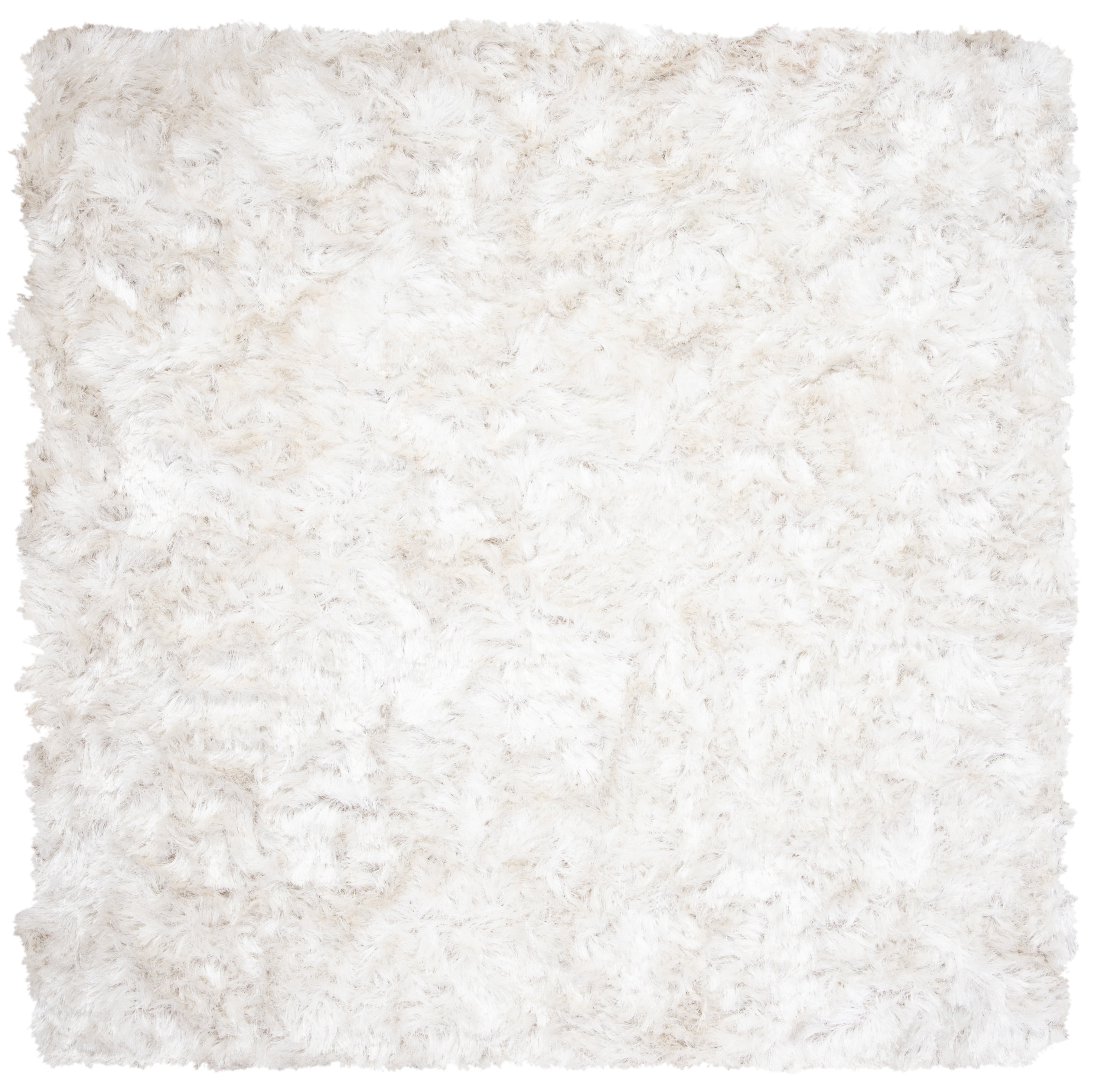 SAFAVIEH Ocean Amyas Solid Shag Area Rug, Ivory, 8' x 8' Square ...