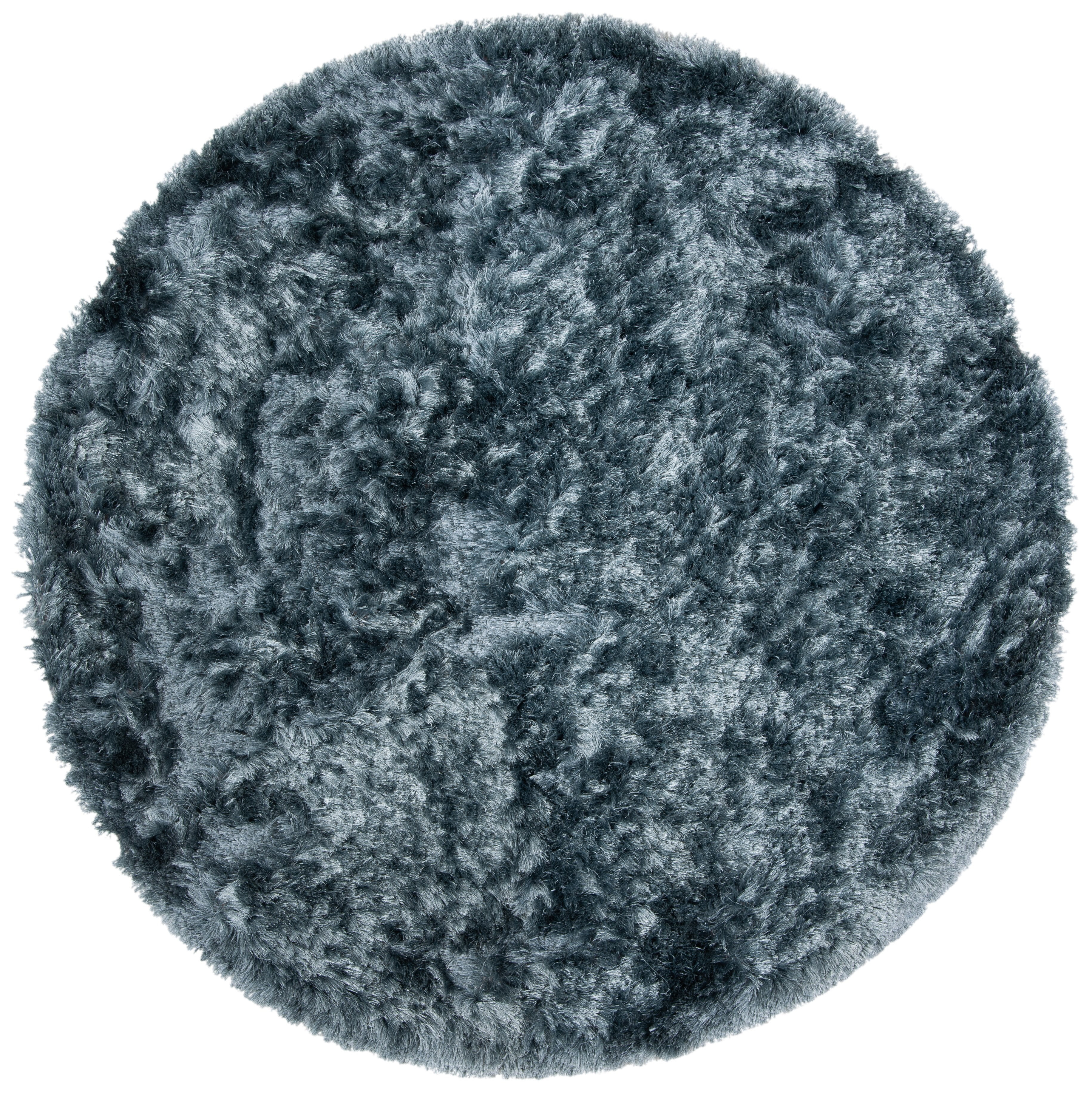 SAFAVIEH Ocean Amyas Solid Shag Area Rug, Slate, 8' x 8' Round ...