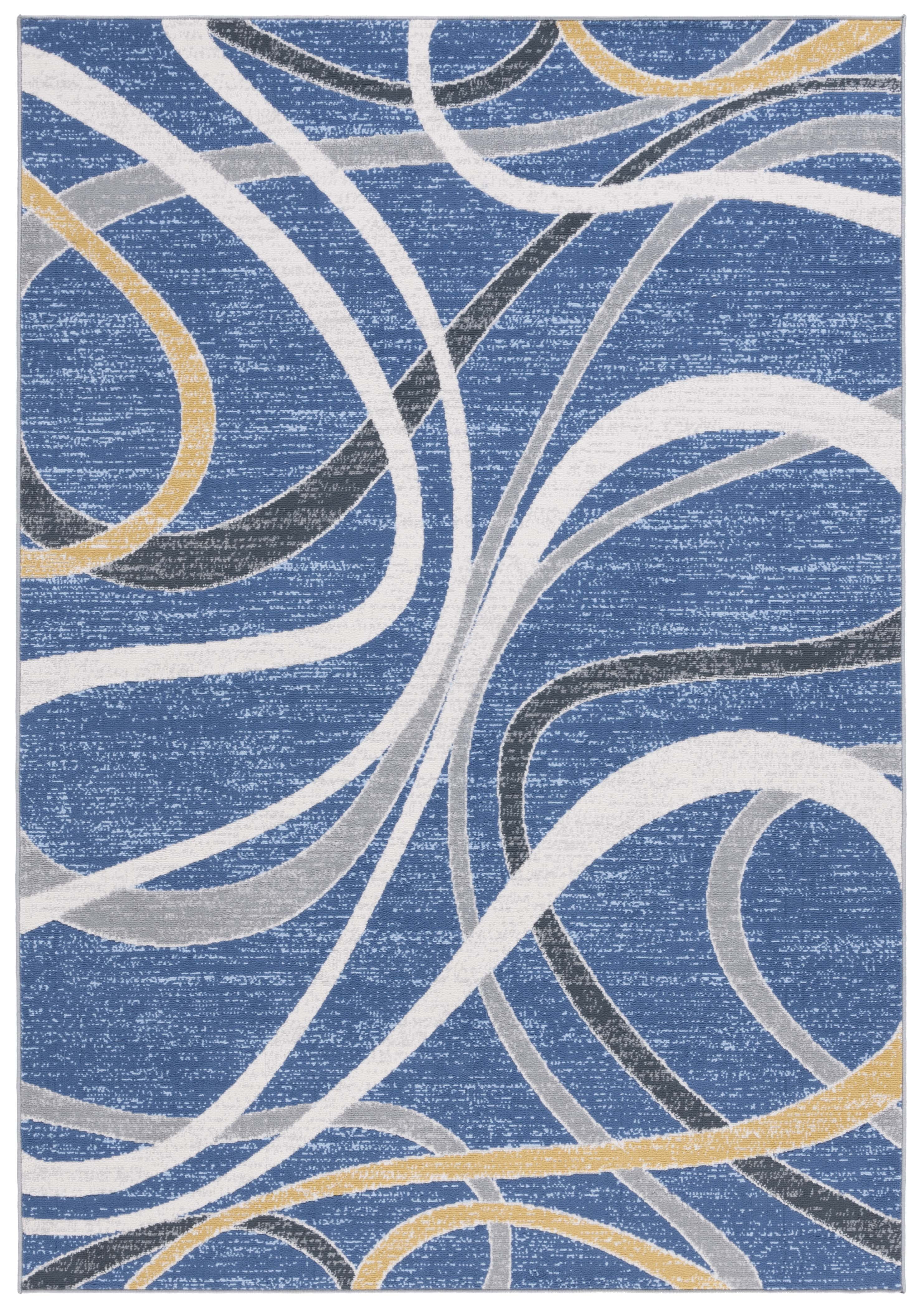 SAFAVIEH Odyssey Dymphna Modern Area Rug, Blue/Gold Ivory, 5'3" x 7'6 ...