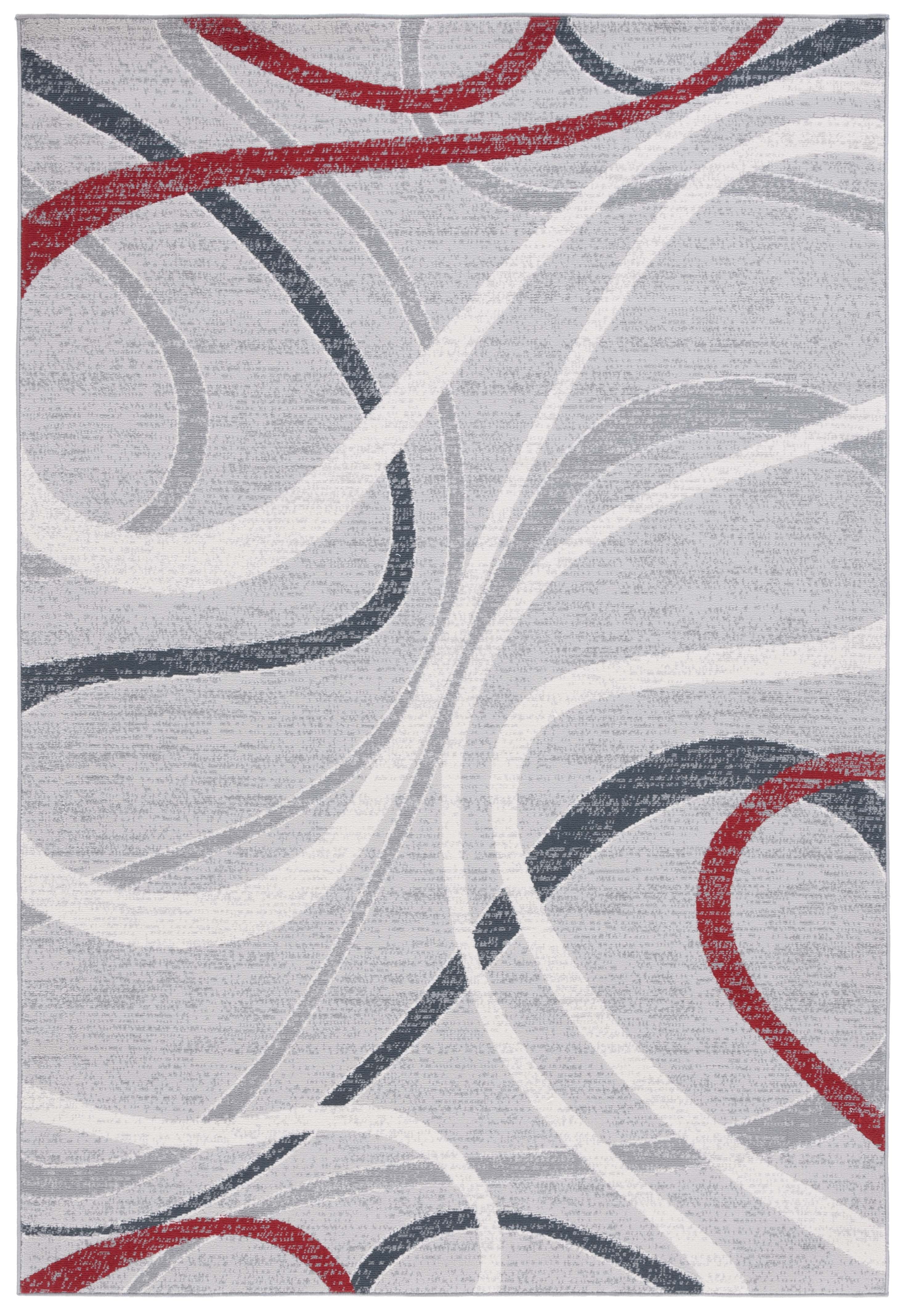 SAFAVIEH Odyssey Dymphna Modern Area Rug, Grey/Red Ivory, 5'3" x 7'6 ...