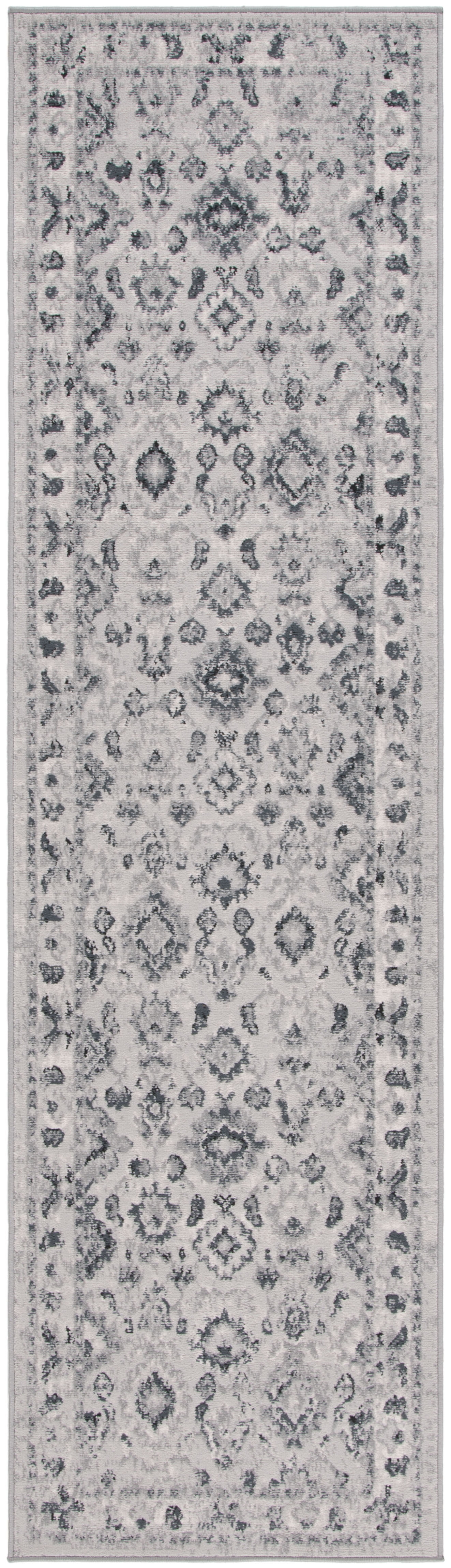 SAFAVIEH Odyssey Easton Damask Runner Rug, Grey/Black, 2'2" x 8 ...